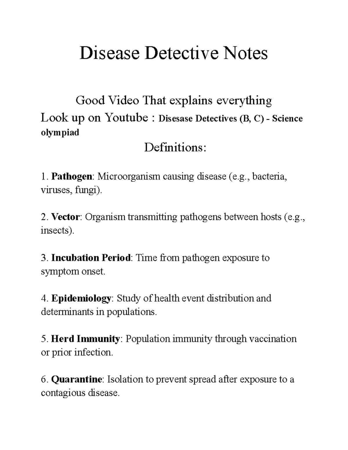 Disease detective notes - Disease Detective Notes Good Video That ...