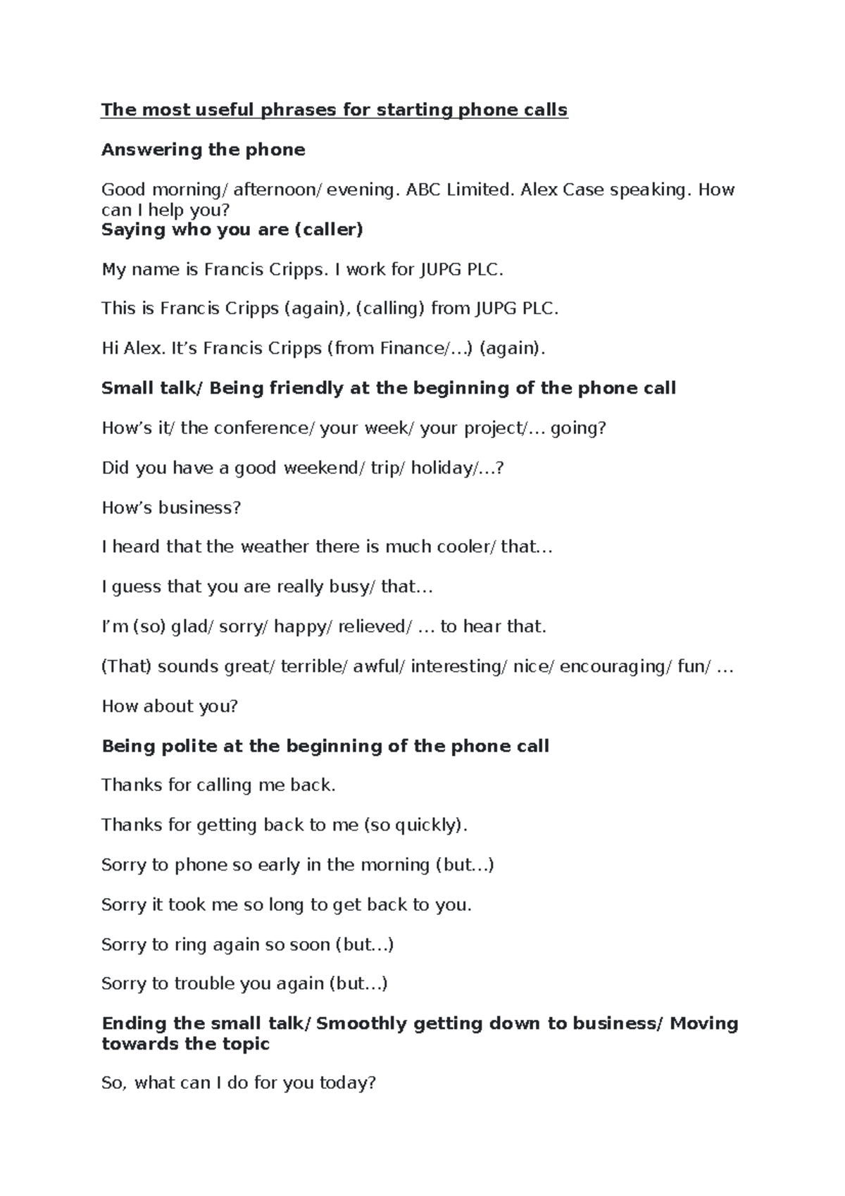 The most useful phrases for business phone calls - The most useful ...