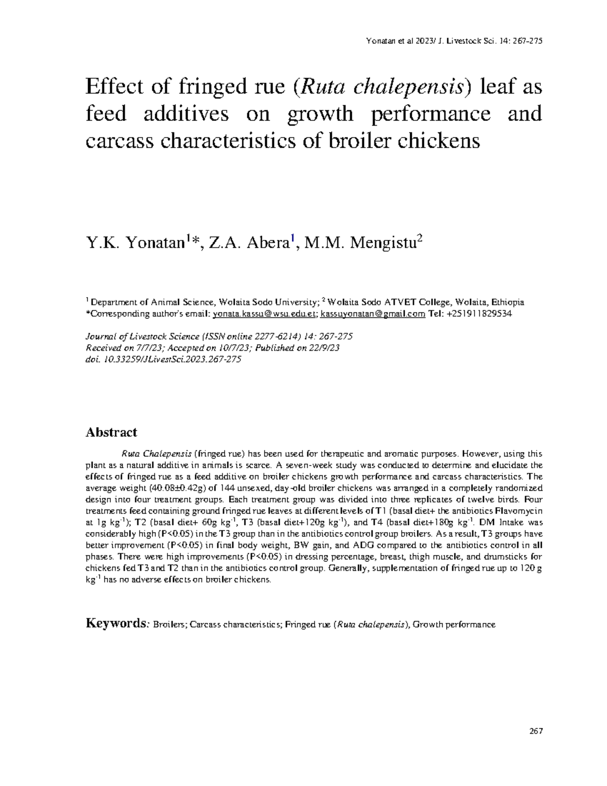Effect of fringed rue (Ruta chalepensis) leaf asfeed additives on ...