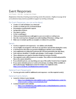 Assignment - Literature Responses - Literature Responses Val Killpack ...