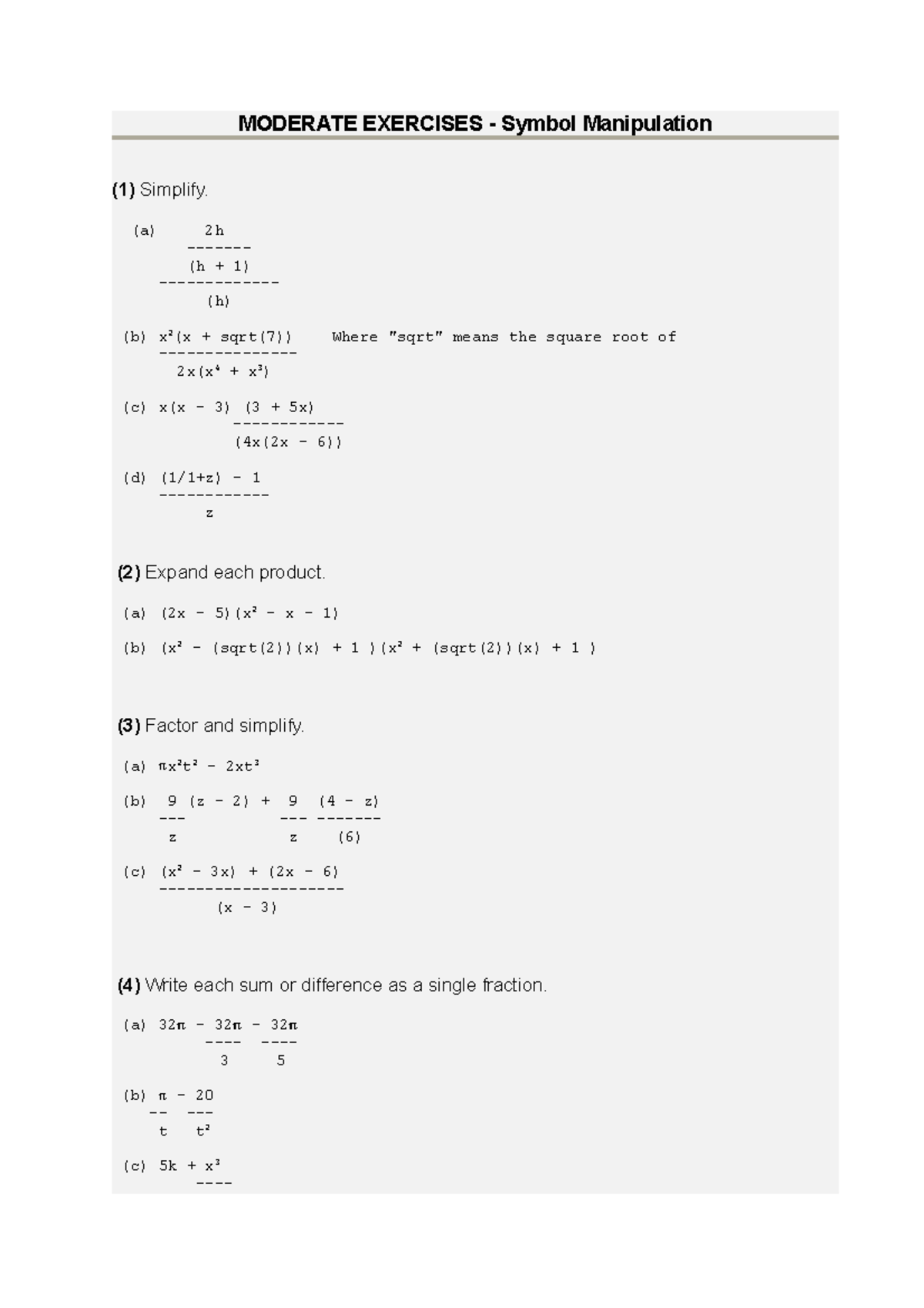 Moderate Exercises - Mathematics Notes and Practice Questions ...