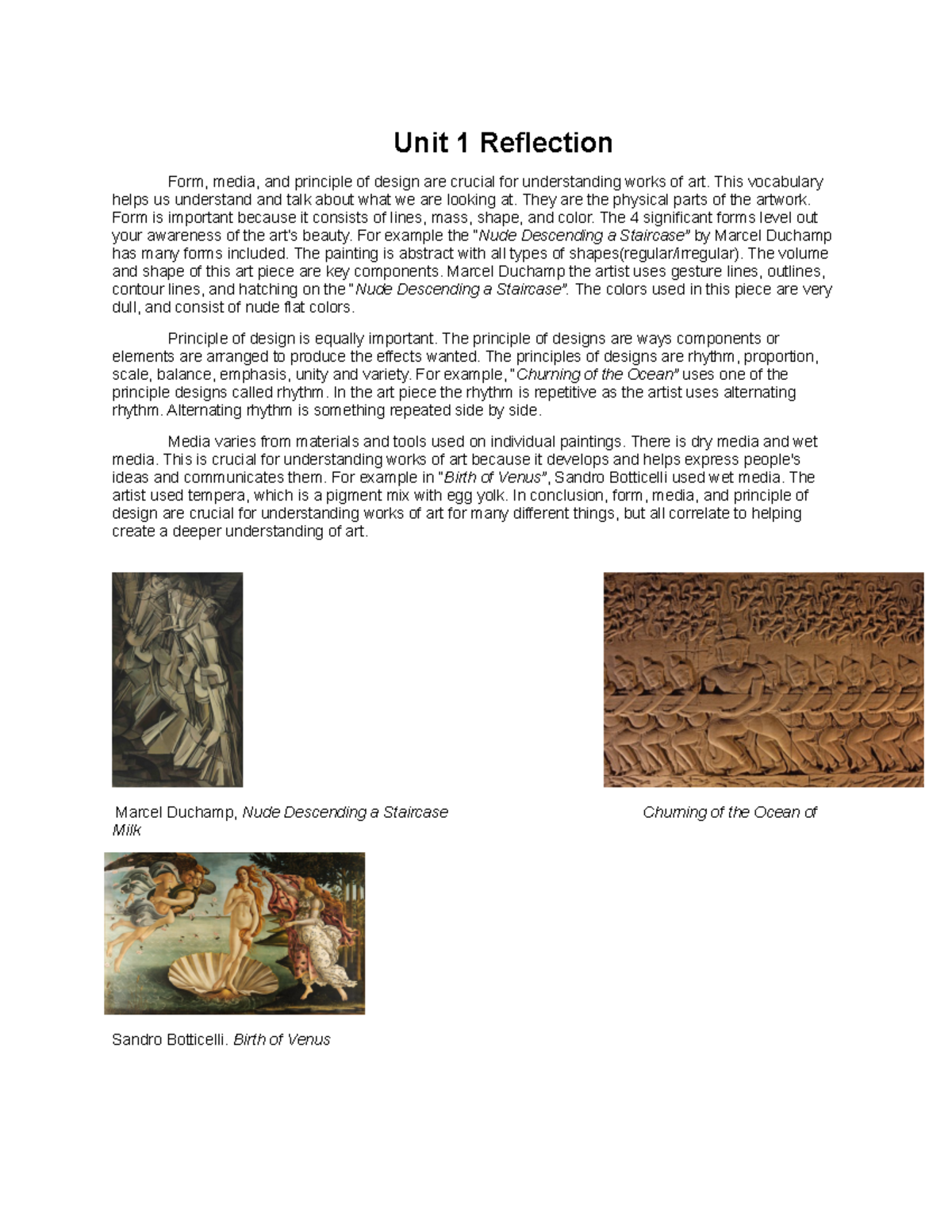 Unit 1 Reflection - Unit 1 Reflection Form, media, and principle of ...