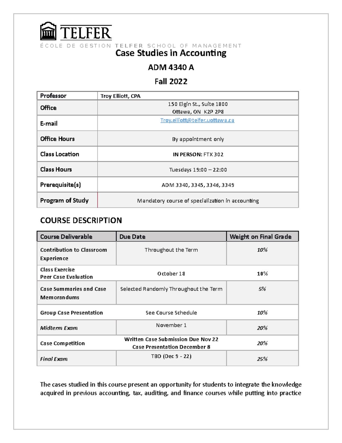 Course Outline ADM 4340A Fall 2022 - É C O L E D E G E S T I O N T E L ...