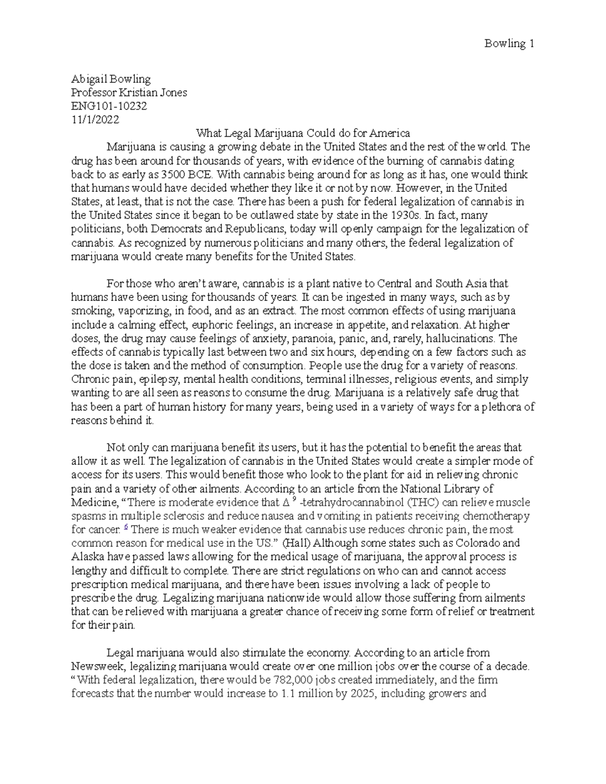 Synthesis essay ENG 101 - Bowling 1 Abigail Bowling Professor Kristian ...