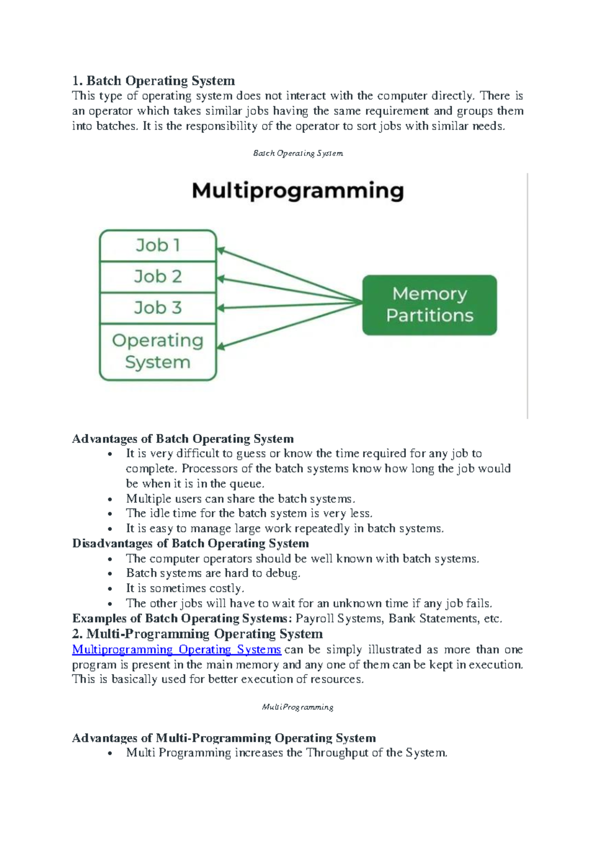 Operating system pdf-1 - 1. Batch Operating System This type of ...