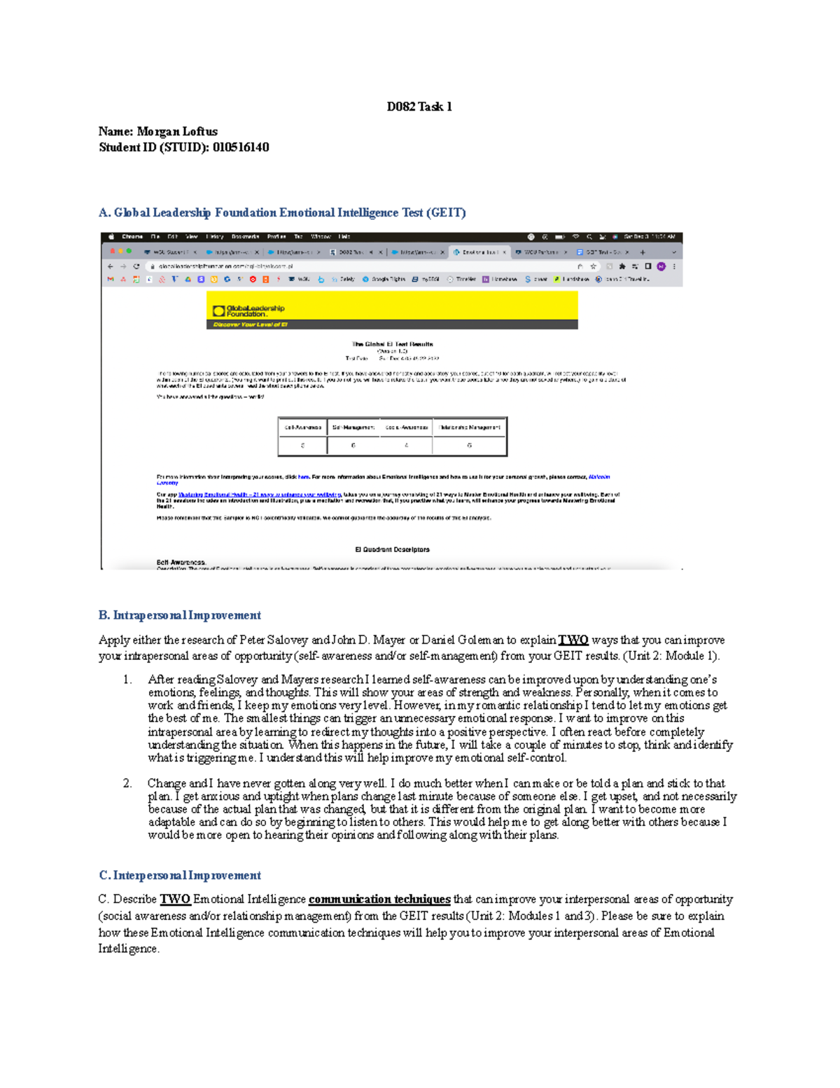 D082 Task 1 Template - D082 Task 1 Name: Morgan Loftus Student ID ...