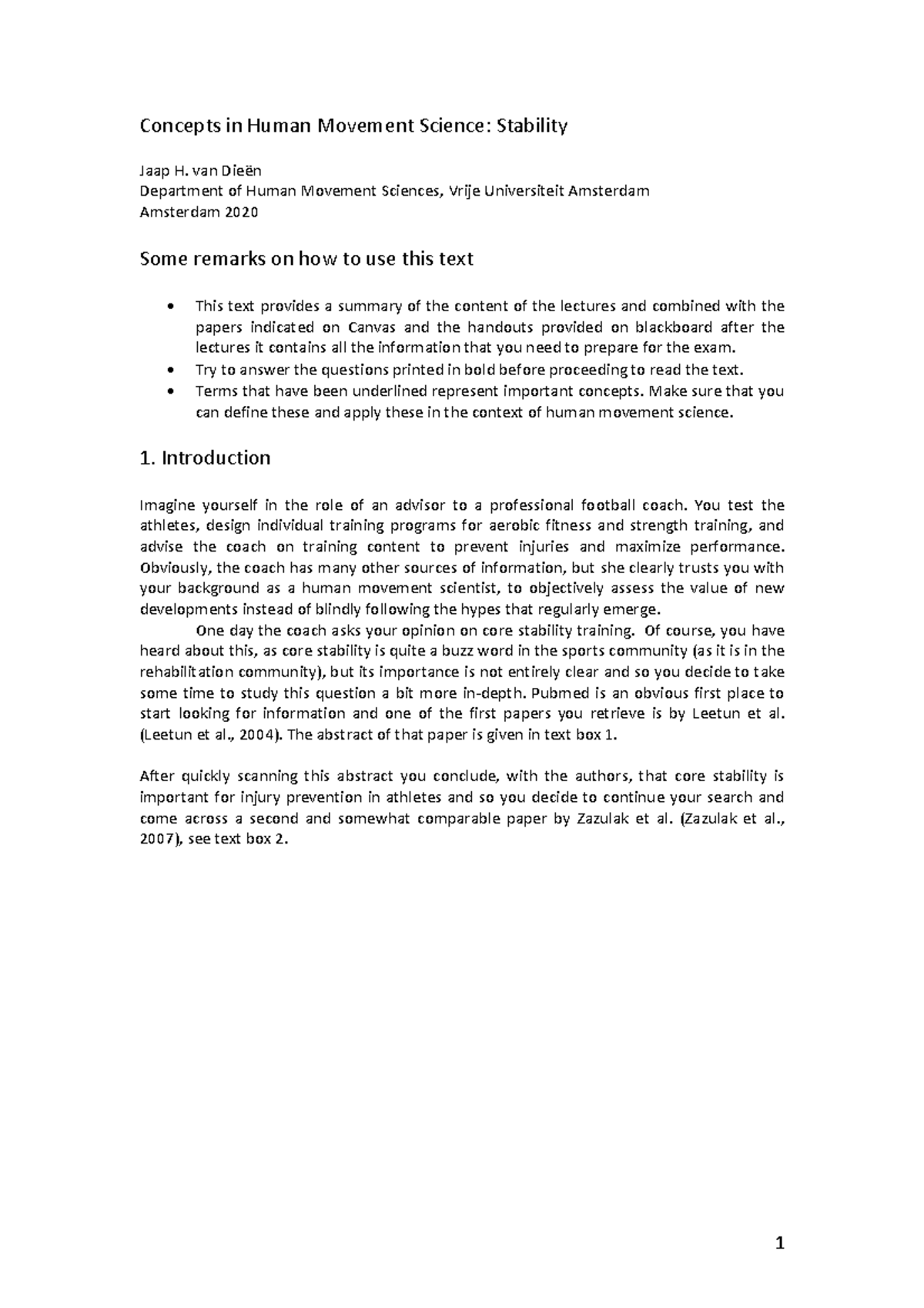 Stability 2020 - Concepts in Human Movement Science: Stability Jaap H ...