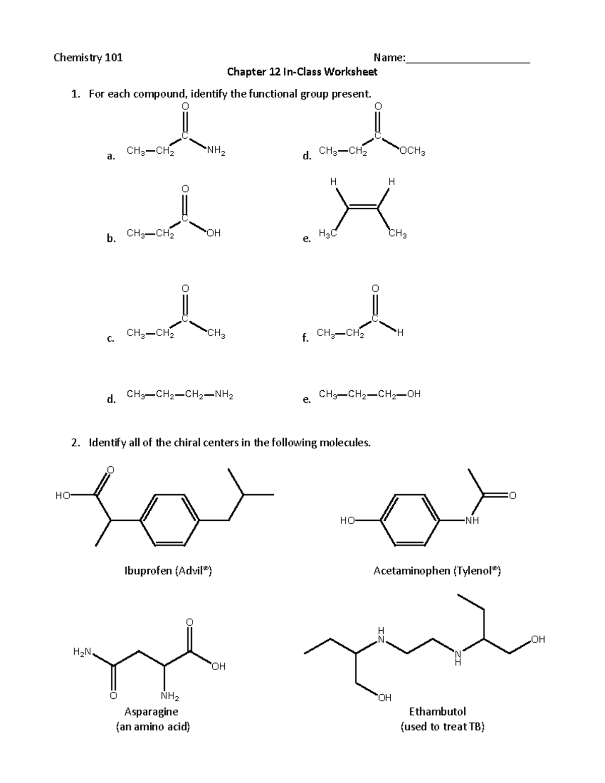 Chapter 12 - In Class Worksheet - Chemistry 101 Name ...