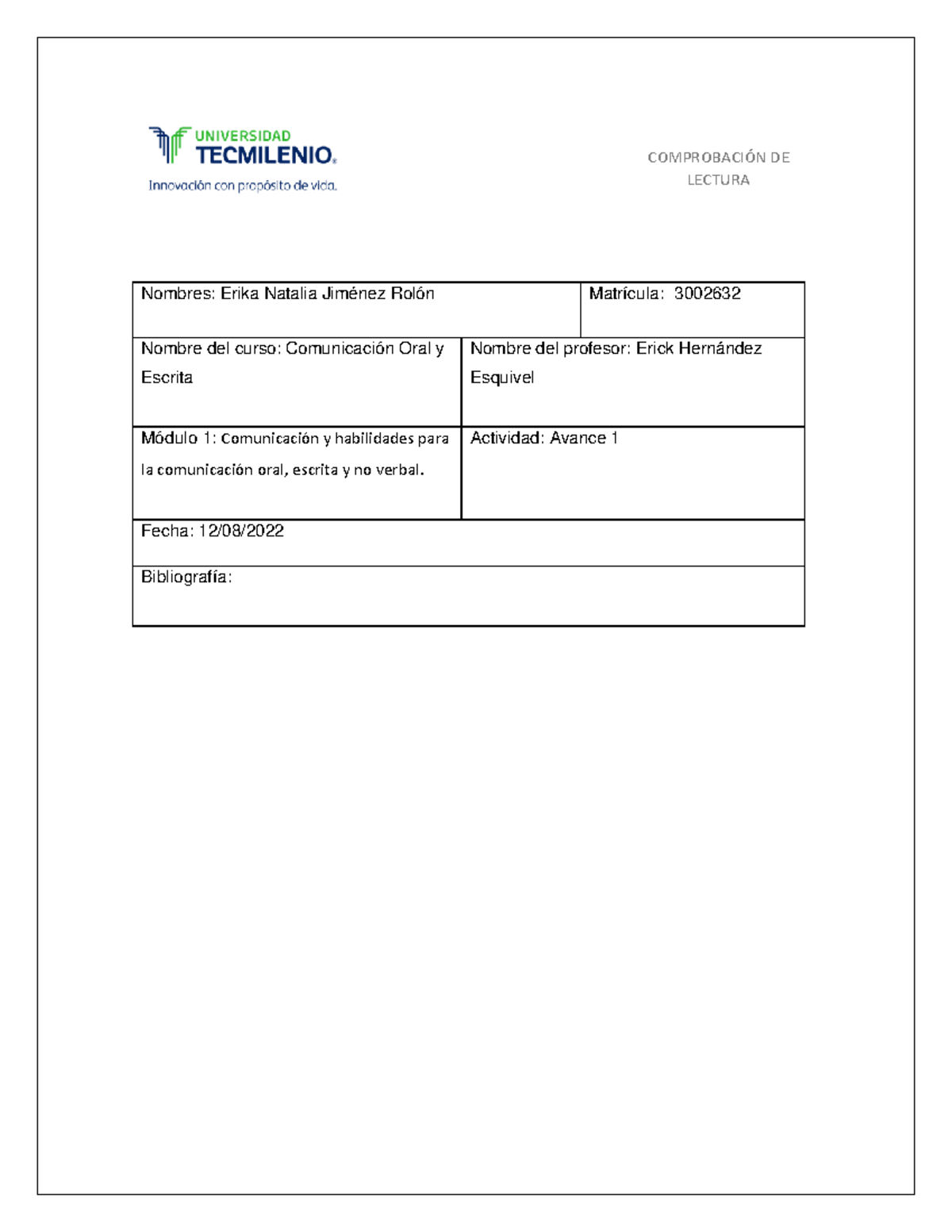 ENJR Avance 1 COy E - apunte que puede servirles - Nombres: Erika ...