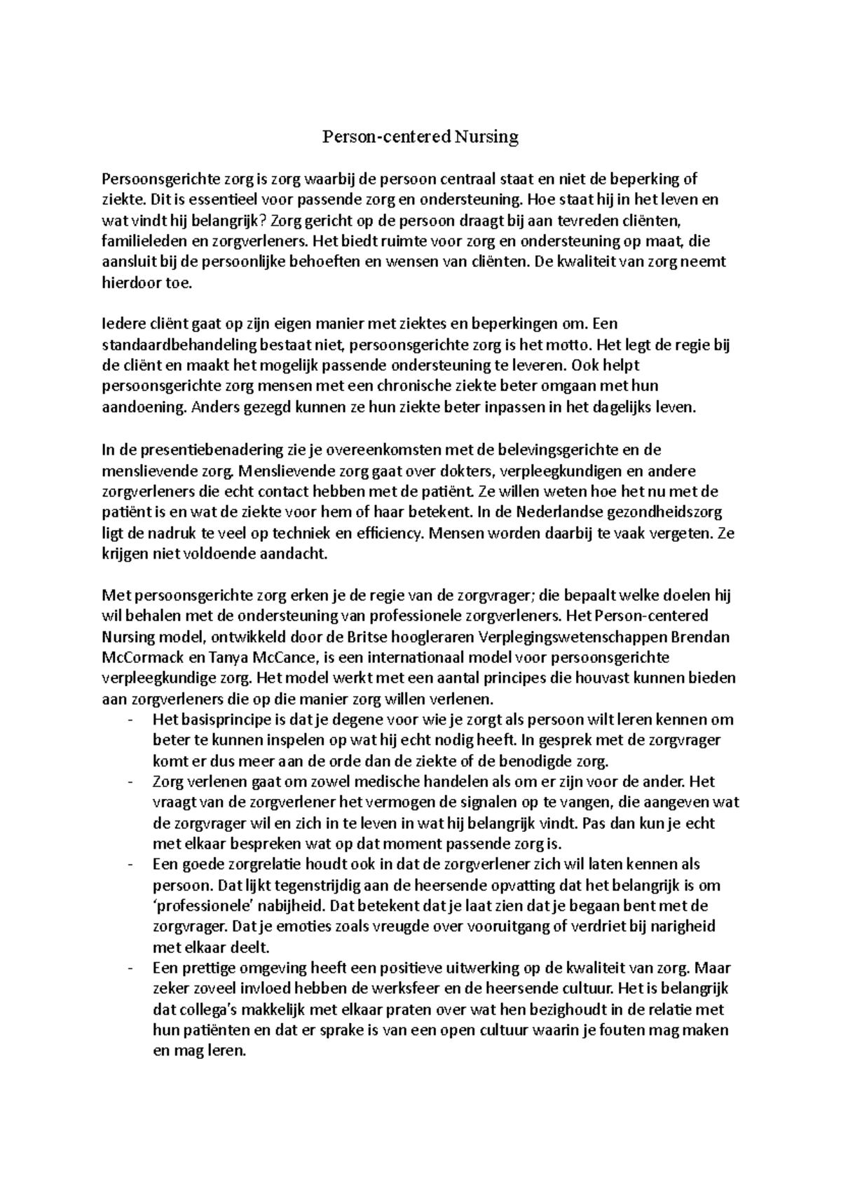 persoonsgerichte zorg - Person-centered Nursing Persoonsgerichte zorg ...