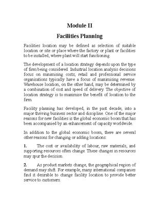 Plant location - PLANT LOCATION The location of a manufacturing plant ...