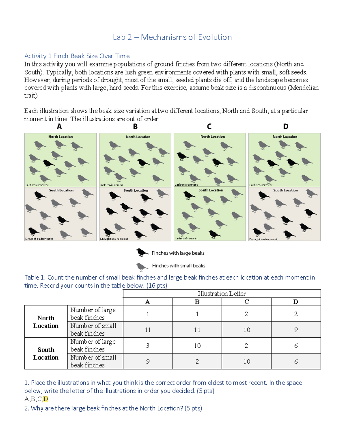 Lab+2+Mechanisms+of+Evolution - Lab 2 – Mechanisms of Evolution ...