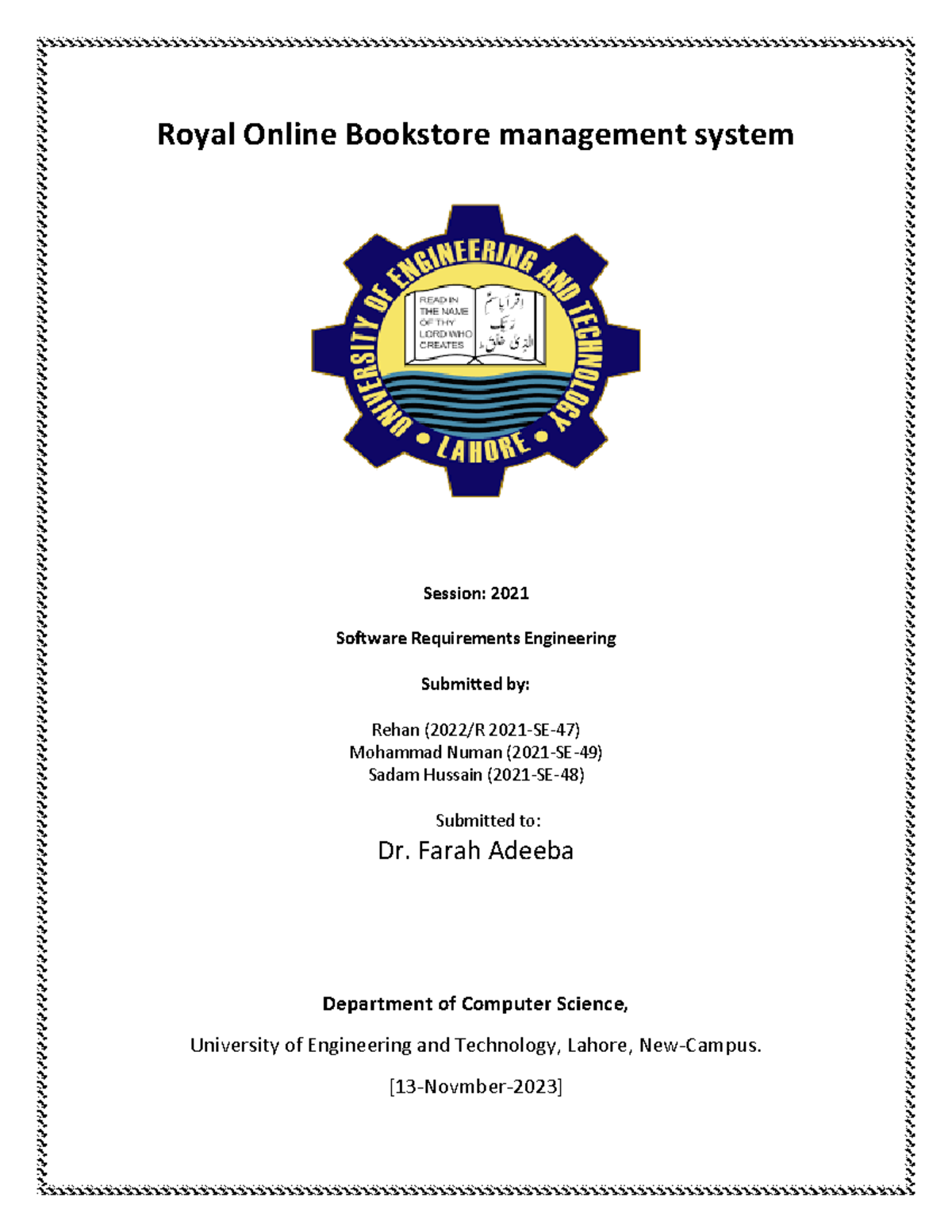SRS Documents - Royal Online Bookstore management system Session: 2021 ...