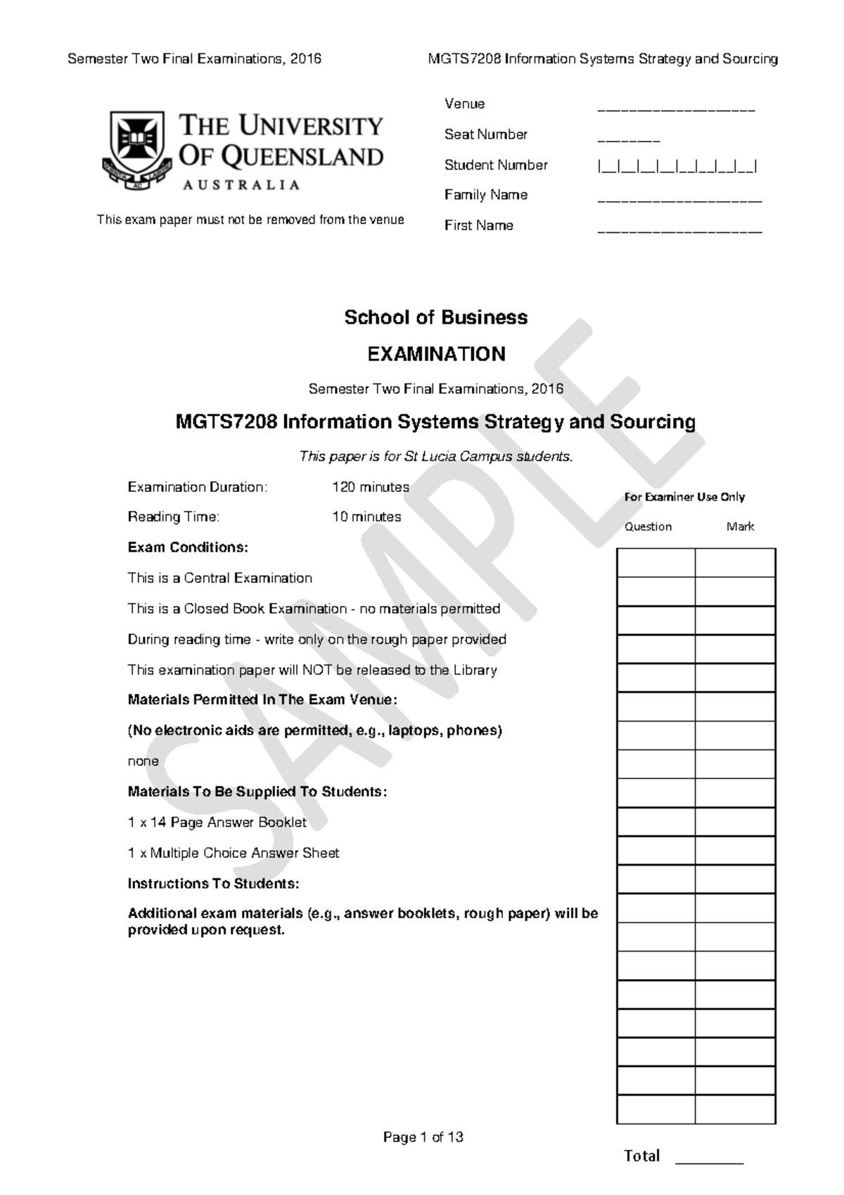 Sample/practice exam 10 November 2016, questions - Page 1 of 13 This ...
