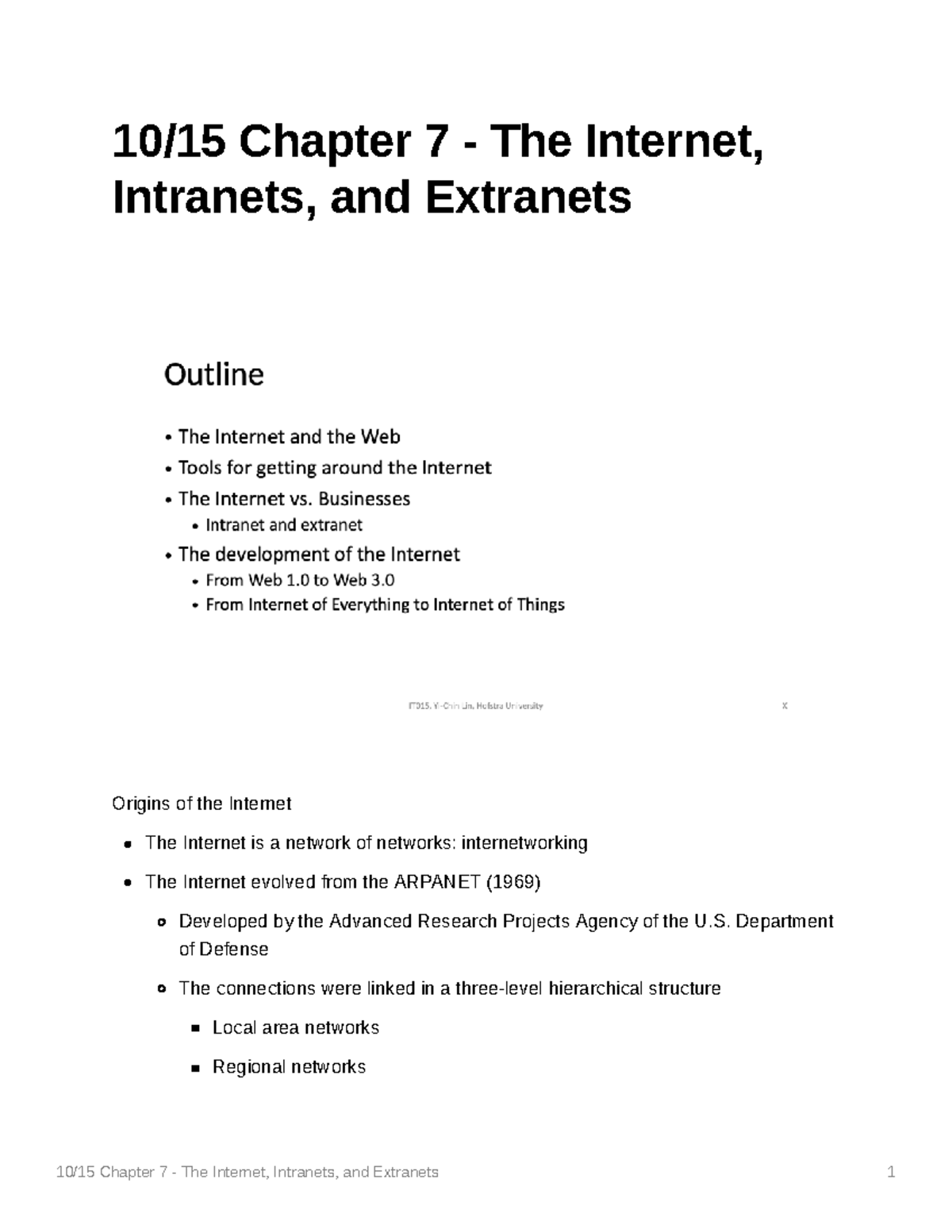1015 Chapter 7 - The Internet Intranets and Extranets - 10/15 Chapter 7 - The Internet ...