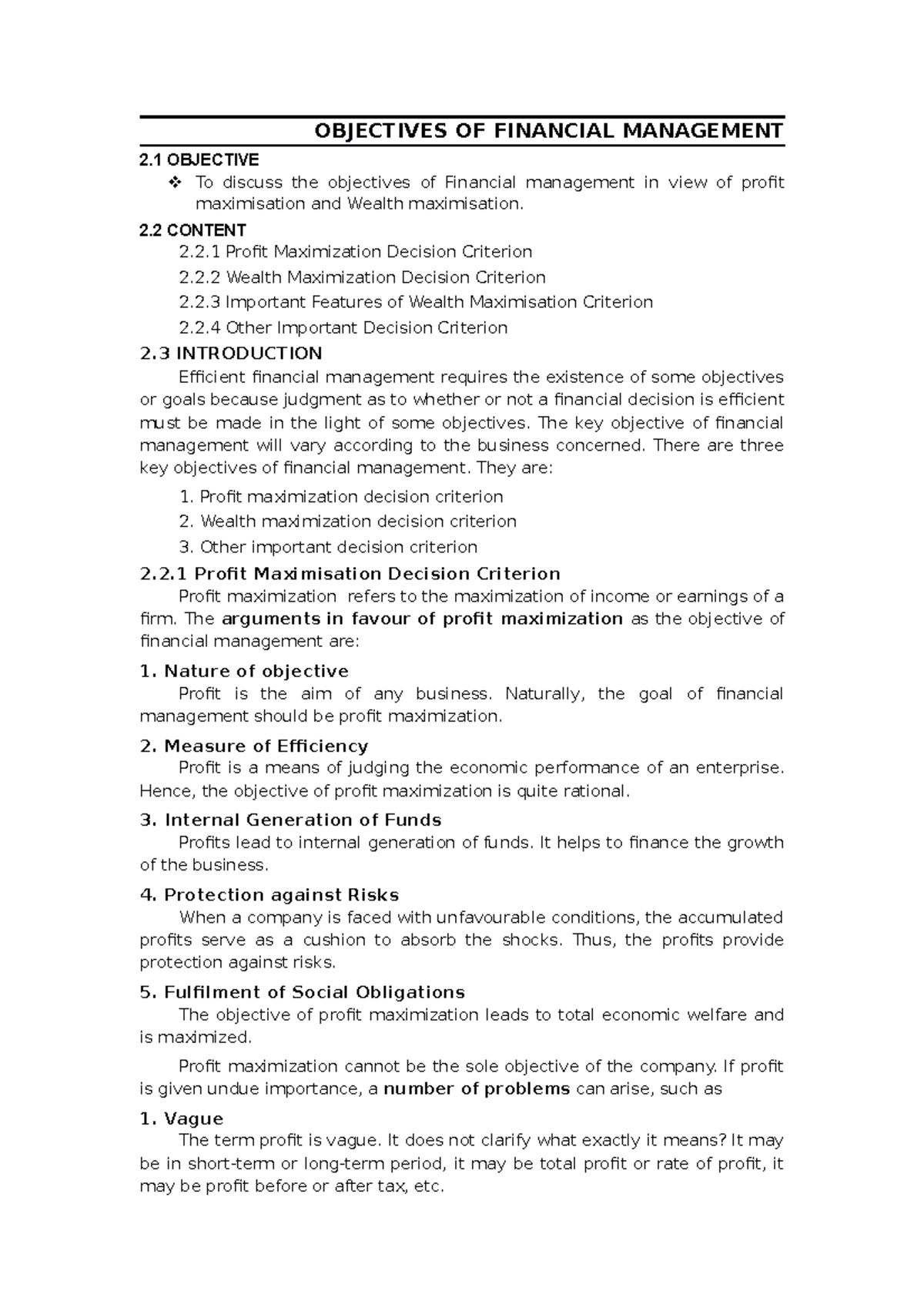 Objectives OF Financial Managemen - OBJECTIVES OF FINANCIAL MANAGEMENT ...