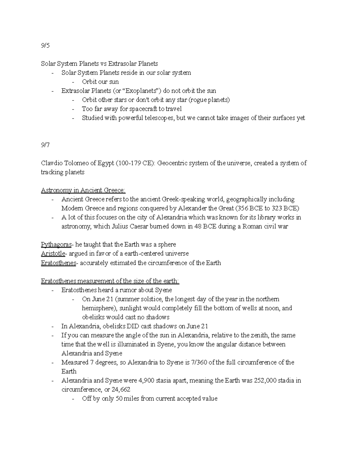 AS105 notes - 9/ Solar System Planets vs Extrasolar Planets - Solar ...