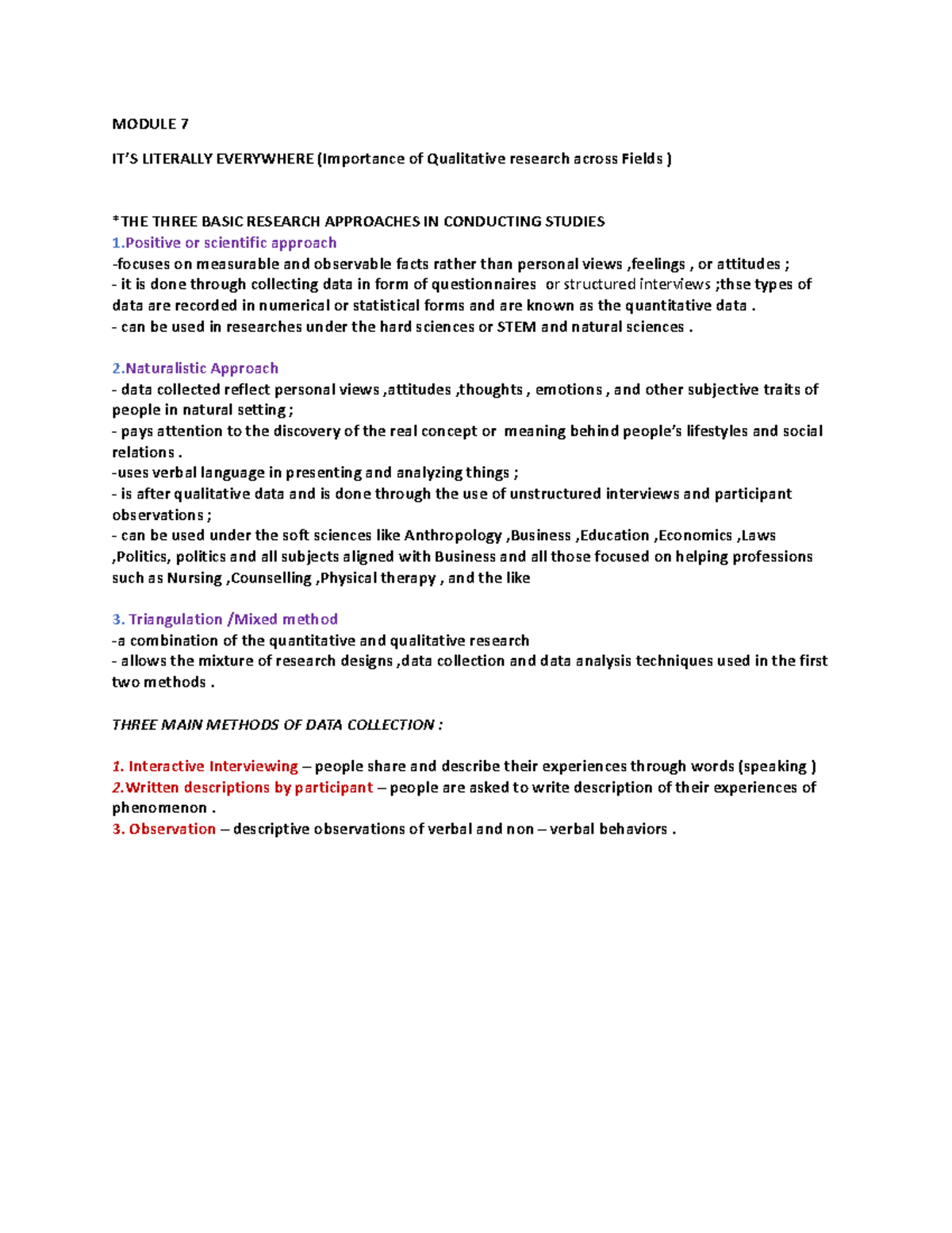 Module 7 - A lecture note about qualitative research that would be very ...