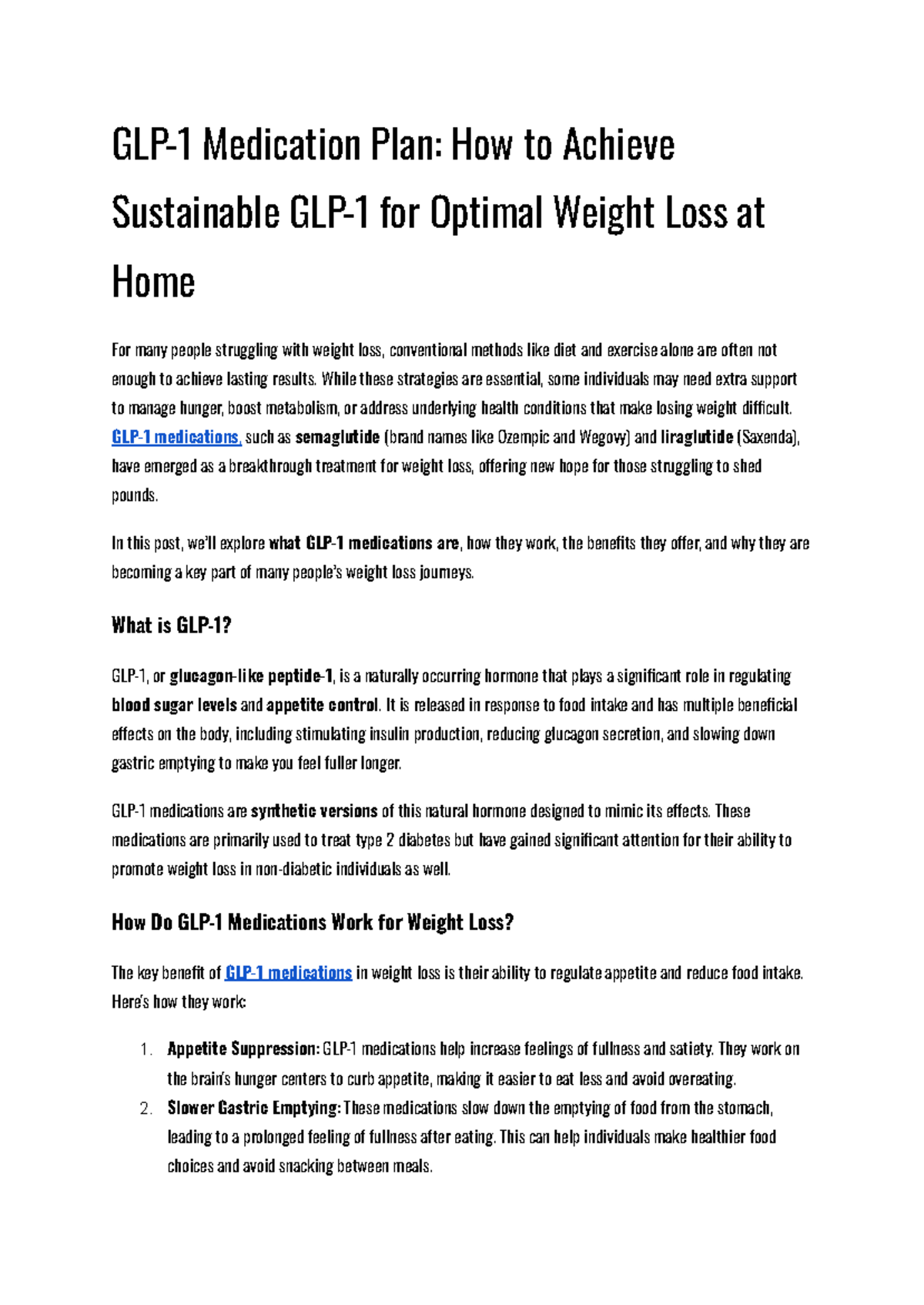 GLP-1 Medication Plan How to Achieve Sustainable GLP-1 for Optimal ...