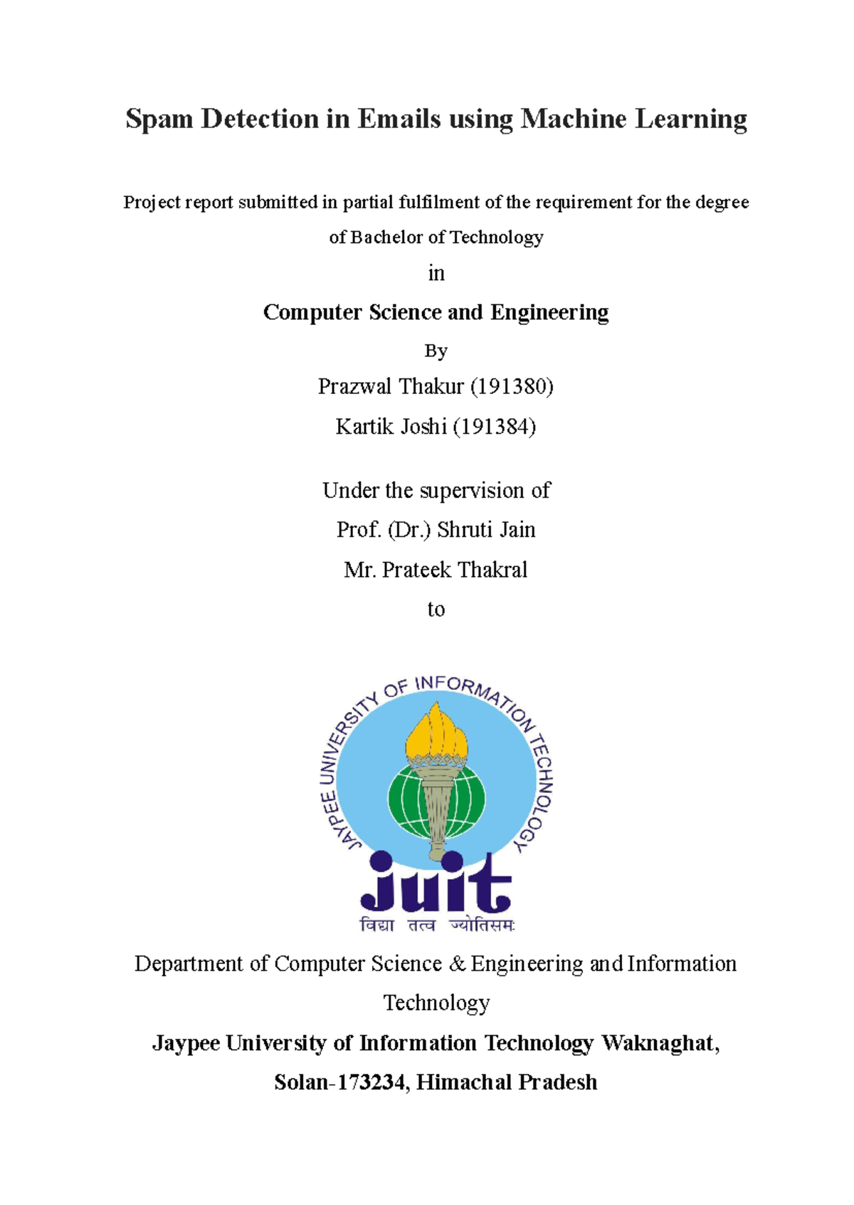 Sp - 56y5ty6tyyrt6ytutuer - Spam Detection in Emails using Machine ...