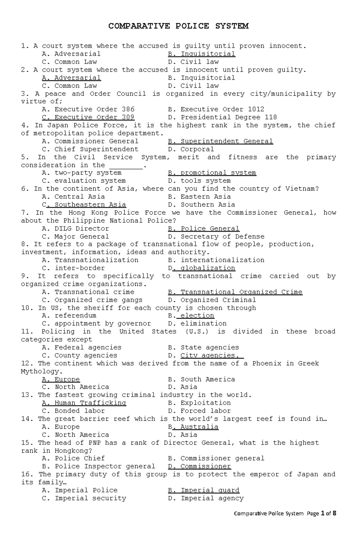 Comparative Police System 2 - A court system where the accused is ...