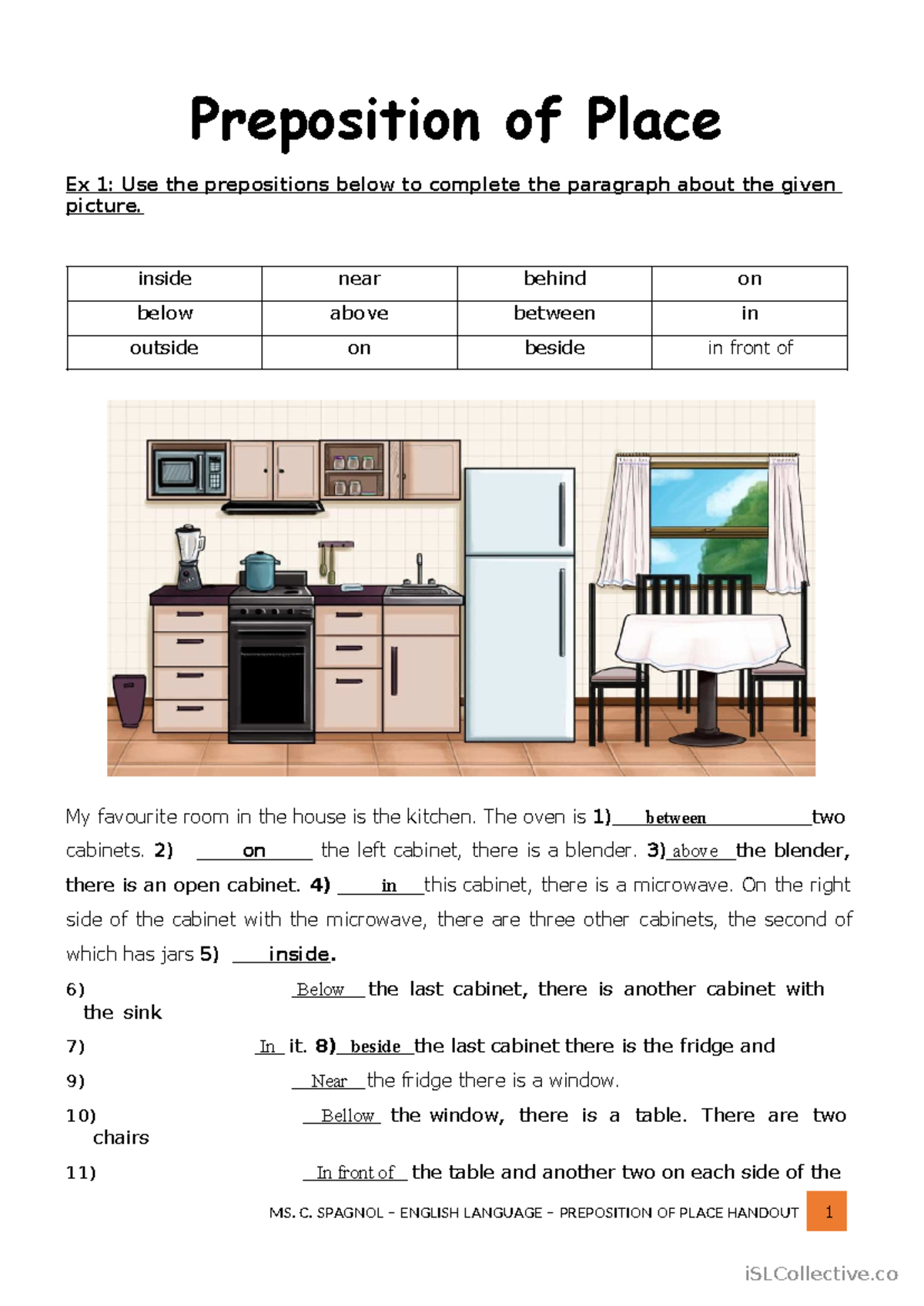 014666 Preposition of Place isl pdf to 2024 - MS. C. SPAGNOL – ENGLISH ...