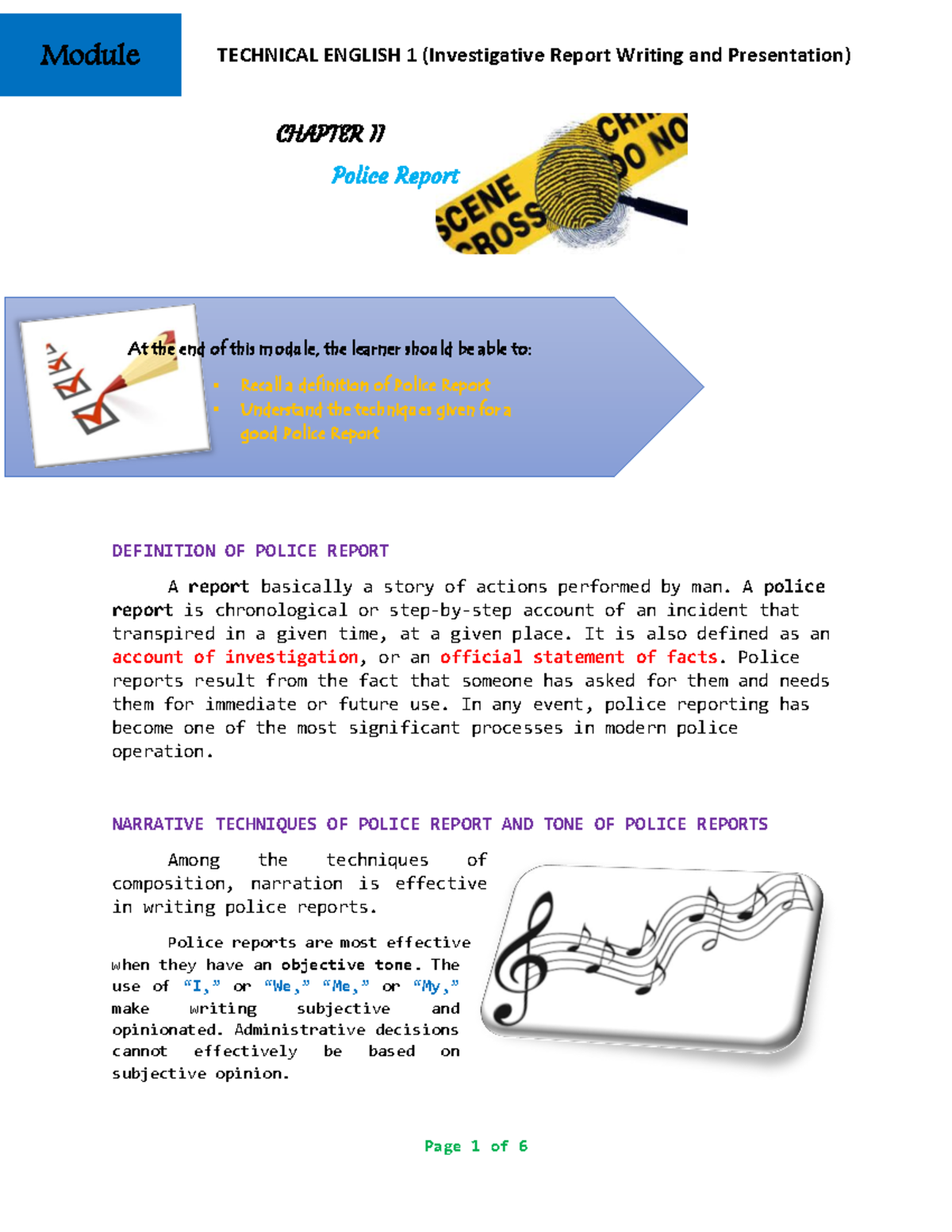 Chapter 2 Police Report - DEFINITION OF POLICE REPORT A report ...