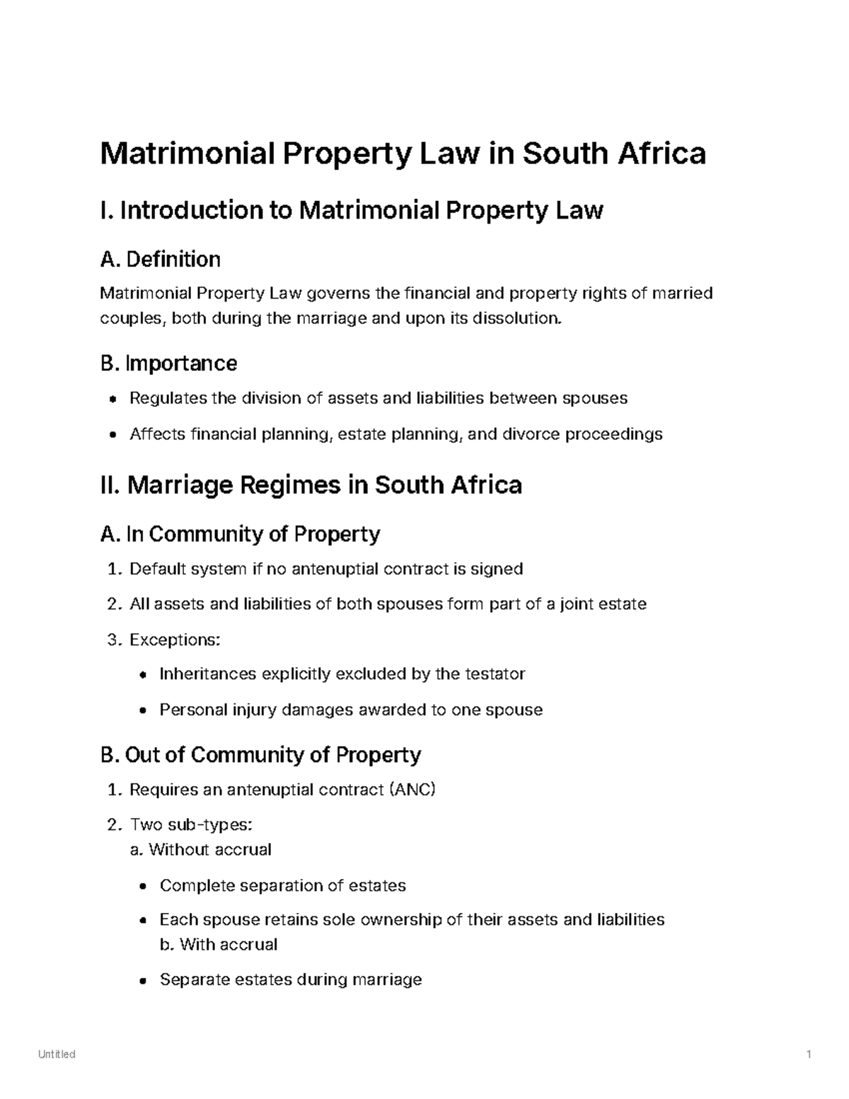 SA Matrimonial Property Law Overview - Matrimonial Property Law in ...