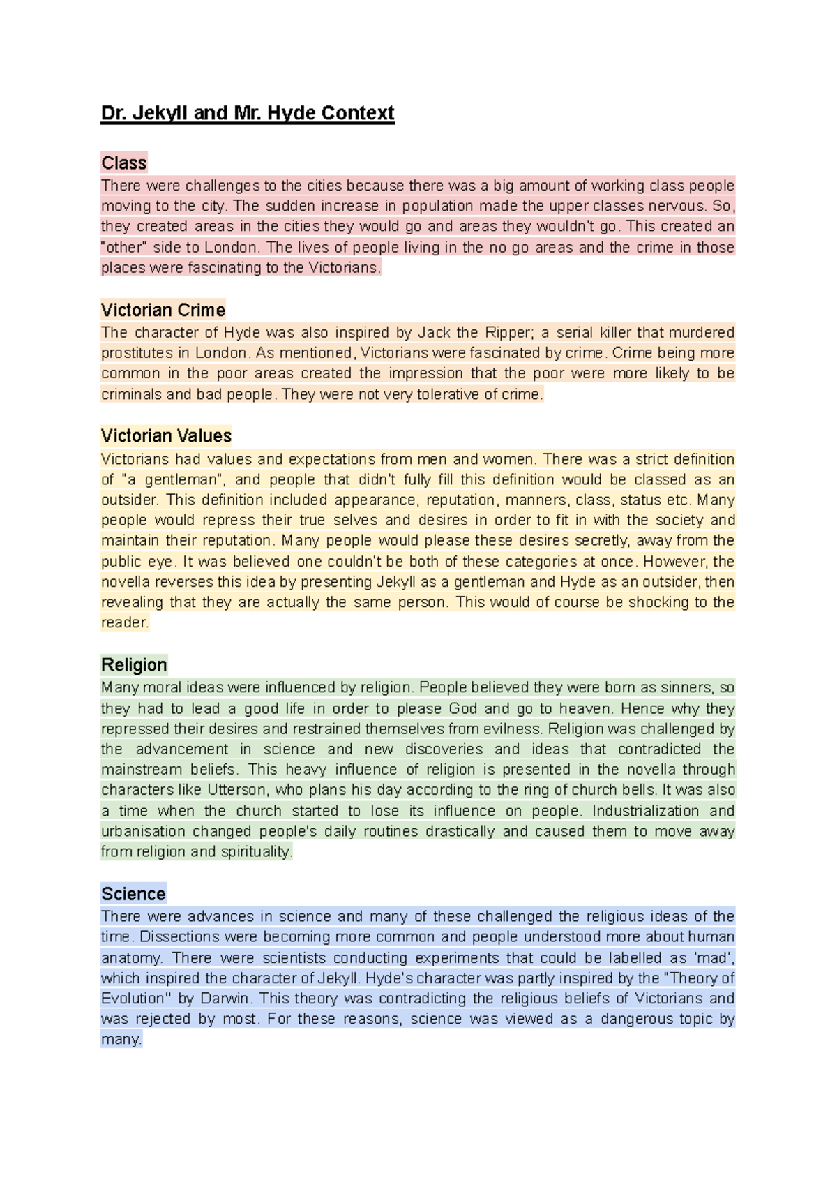 Dr Jekyll and Mr Hyde Context - Dr. Jekyll and Mr. Hyde Context Class ...