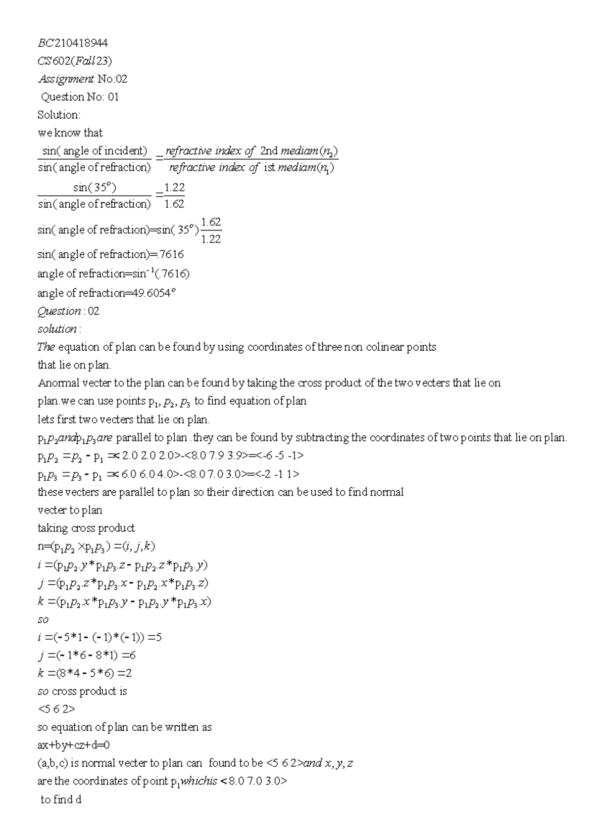 Fall 2022 Cs602 2 Bc210418944 2 1 210418944 602 23 No Question No 01 Solution We Know 