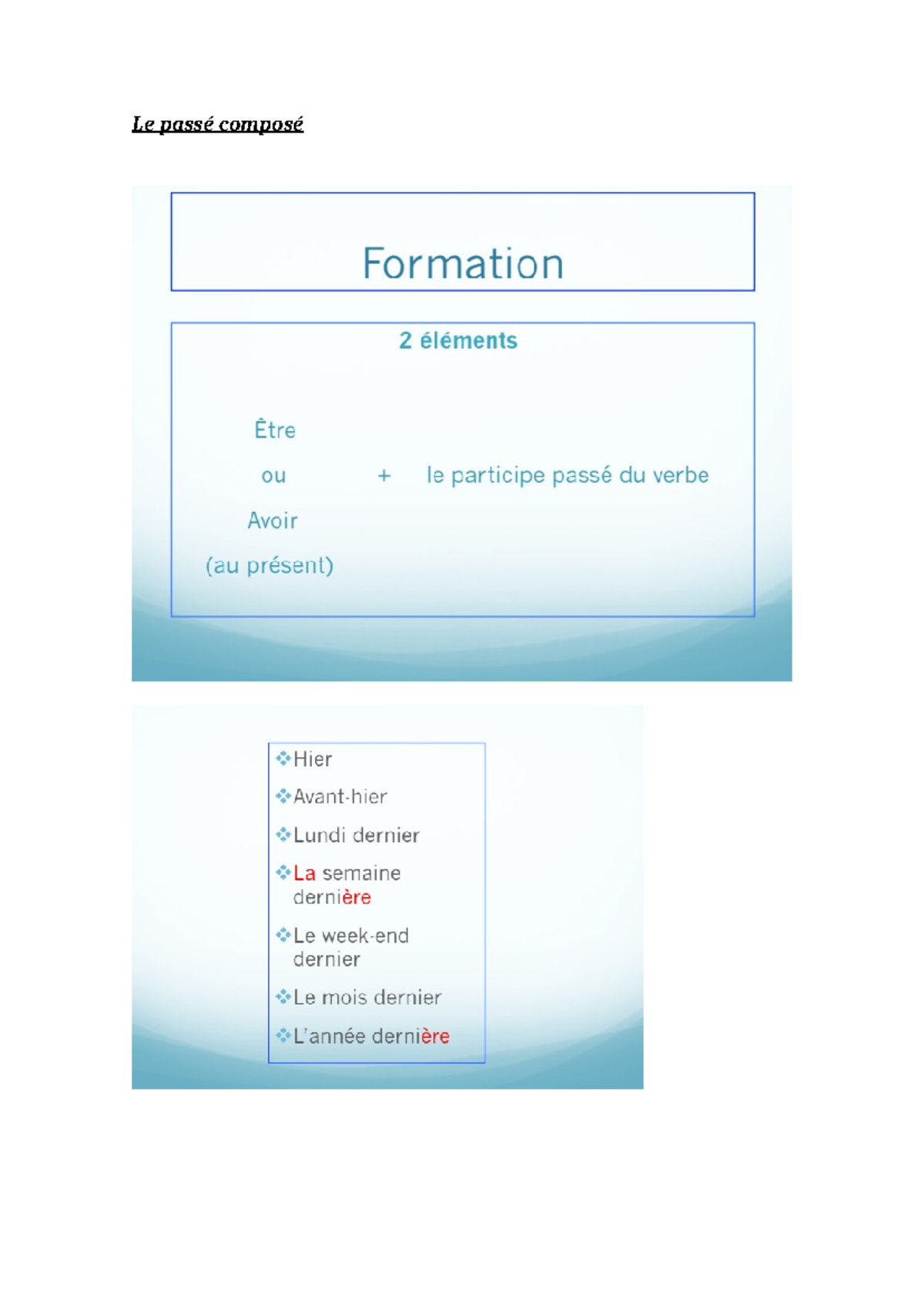 Le passé composé - Formation - Aux avoir - verbes er - Historia del ...