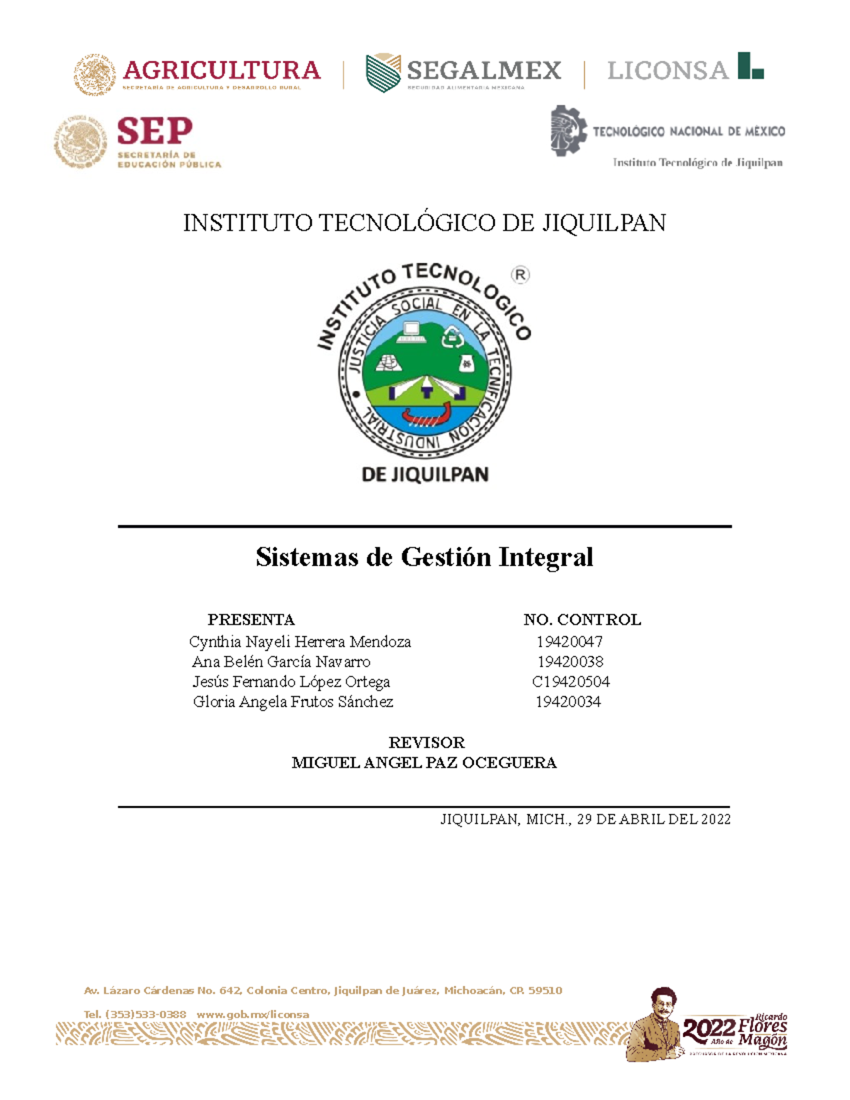 ISO 14001- Liconsa - Equipo 2 - INSTITUTO TECNOLÓGICO DE JIQUILPAN ...
