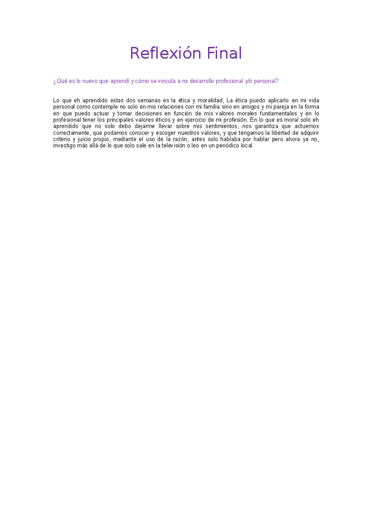 Reflexion Final - Reflexión Final ¿Qué es lo nuevo que aprendí y cómo ...