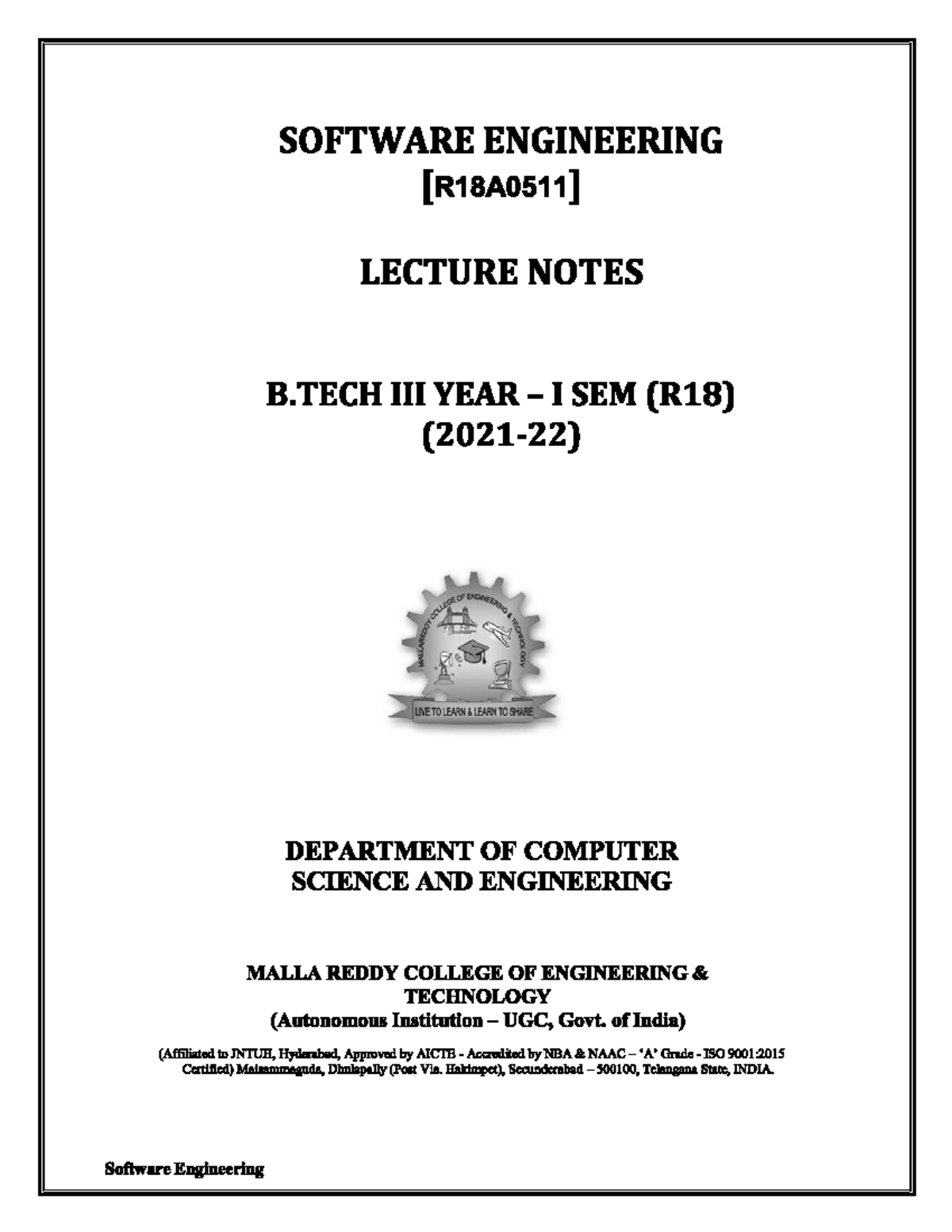 Software engineering notes - Computer Application - Studocu