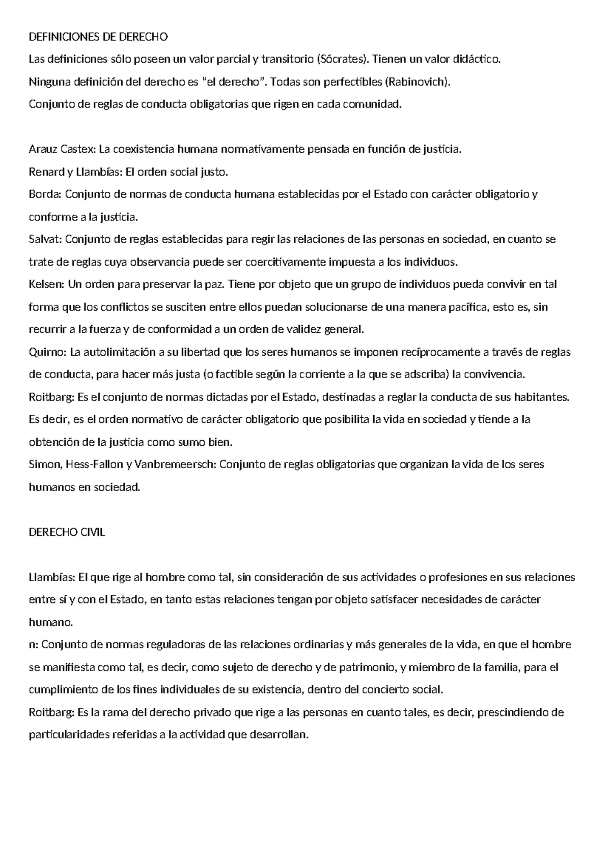 Derecho civil 2023 - FEFEFEF - DEFINICIONES DE DERECHO Las definiciones ...