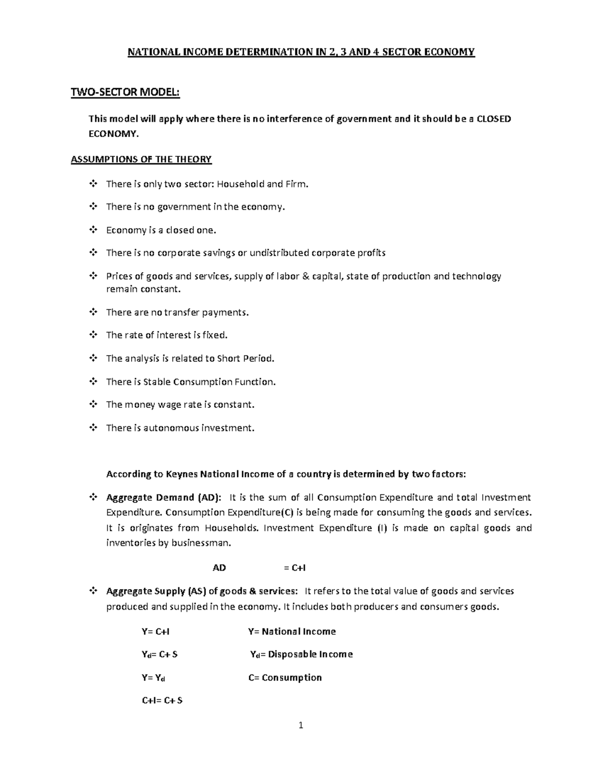 National Income 2 - BBA NOTES - NATIONAL INCOME DETERMINATION IN 2, 3 ...