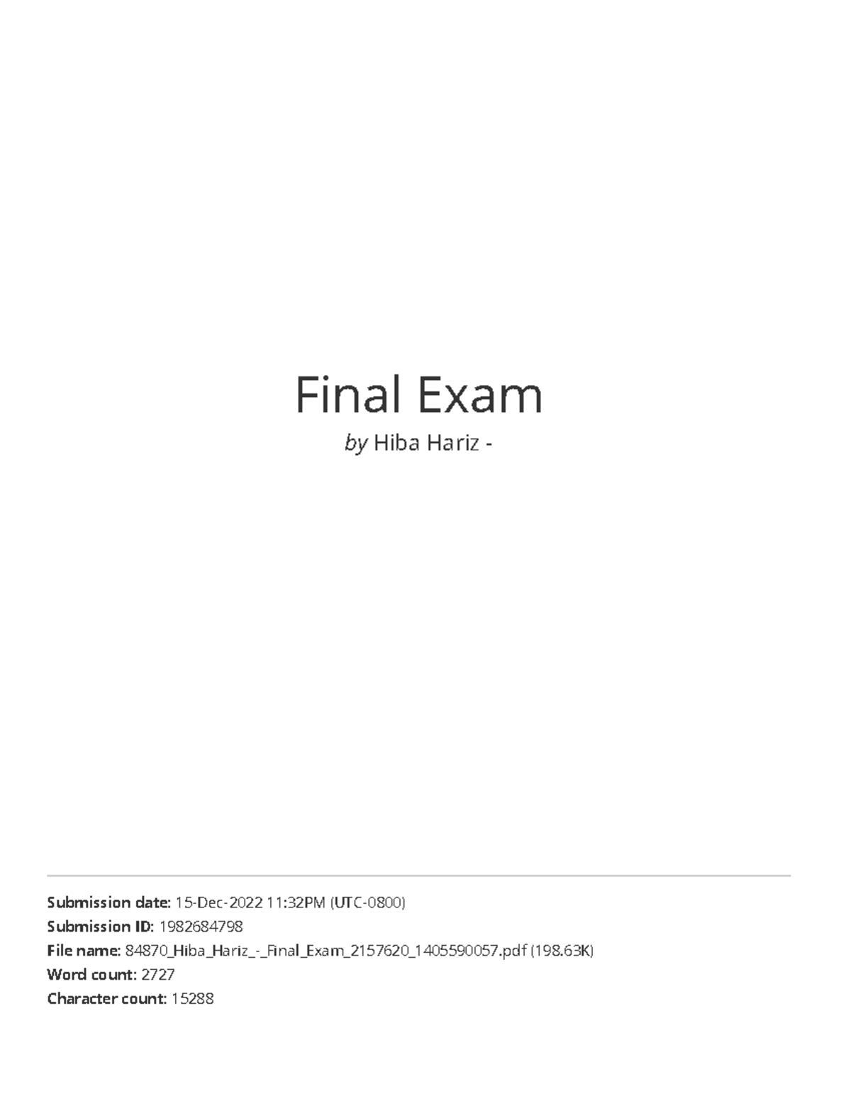 Final Exam - Final Exam by Hiba Hariz - Submission date: 15-Dec-2022 11 ...