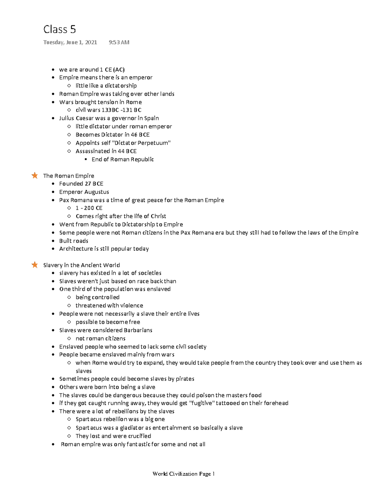 Class 5 - Lecture notes 5 - we are around 1 CE (AC) Empire means there ...