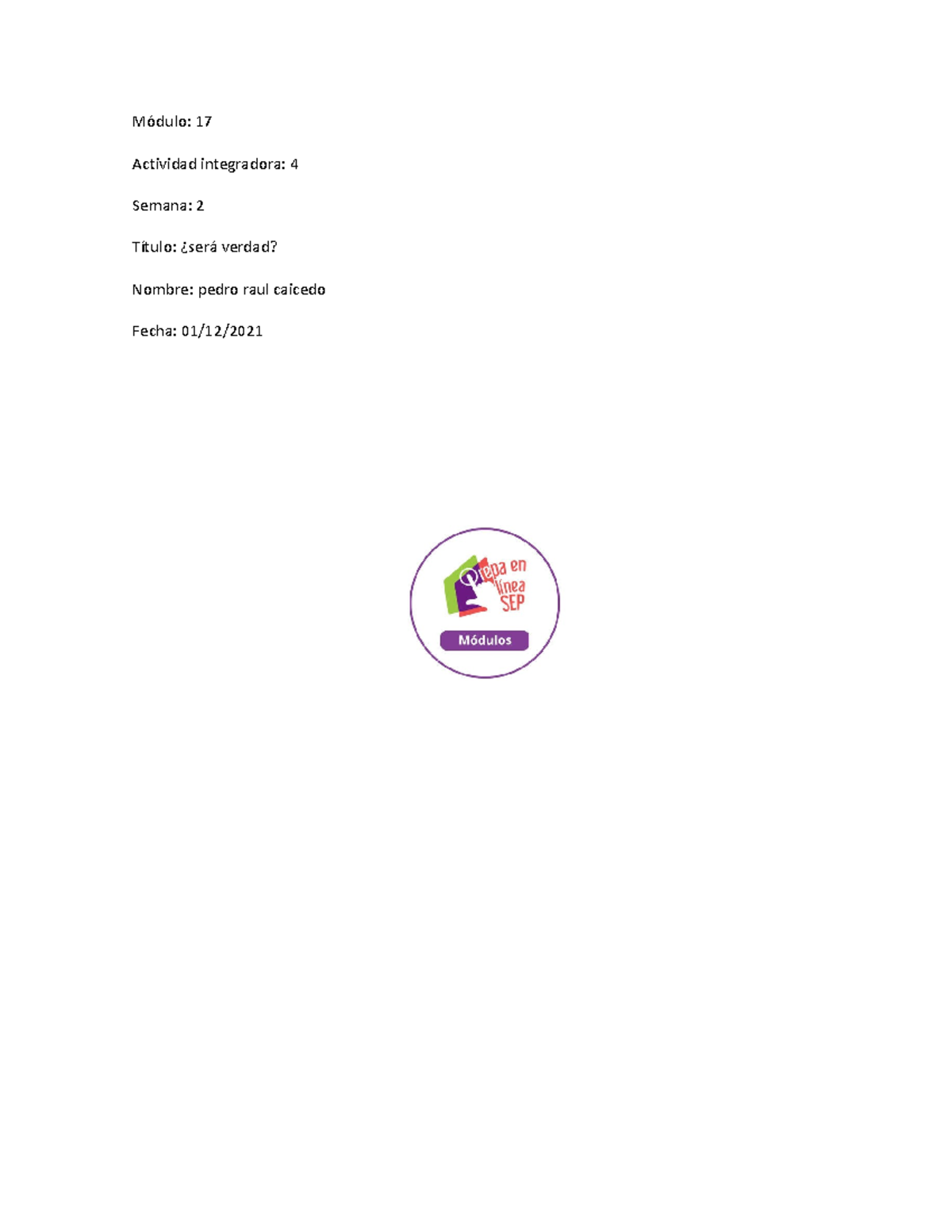 Pedroraul caiceo M 17S2AI4 - Módulo: 17 Actividad integradora: 4 Semana ...