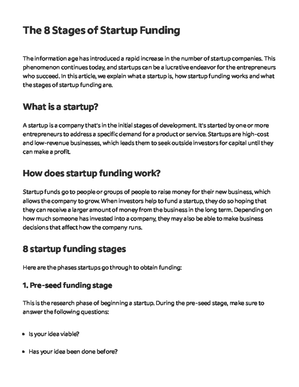 How Startup Funding Works - The 8 Stages of Startup Funding The ...