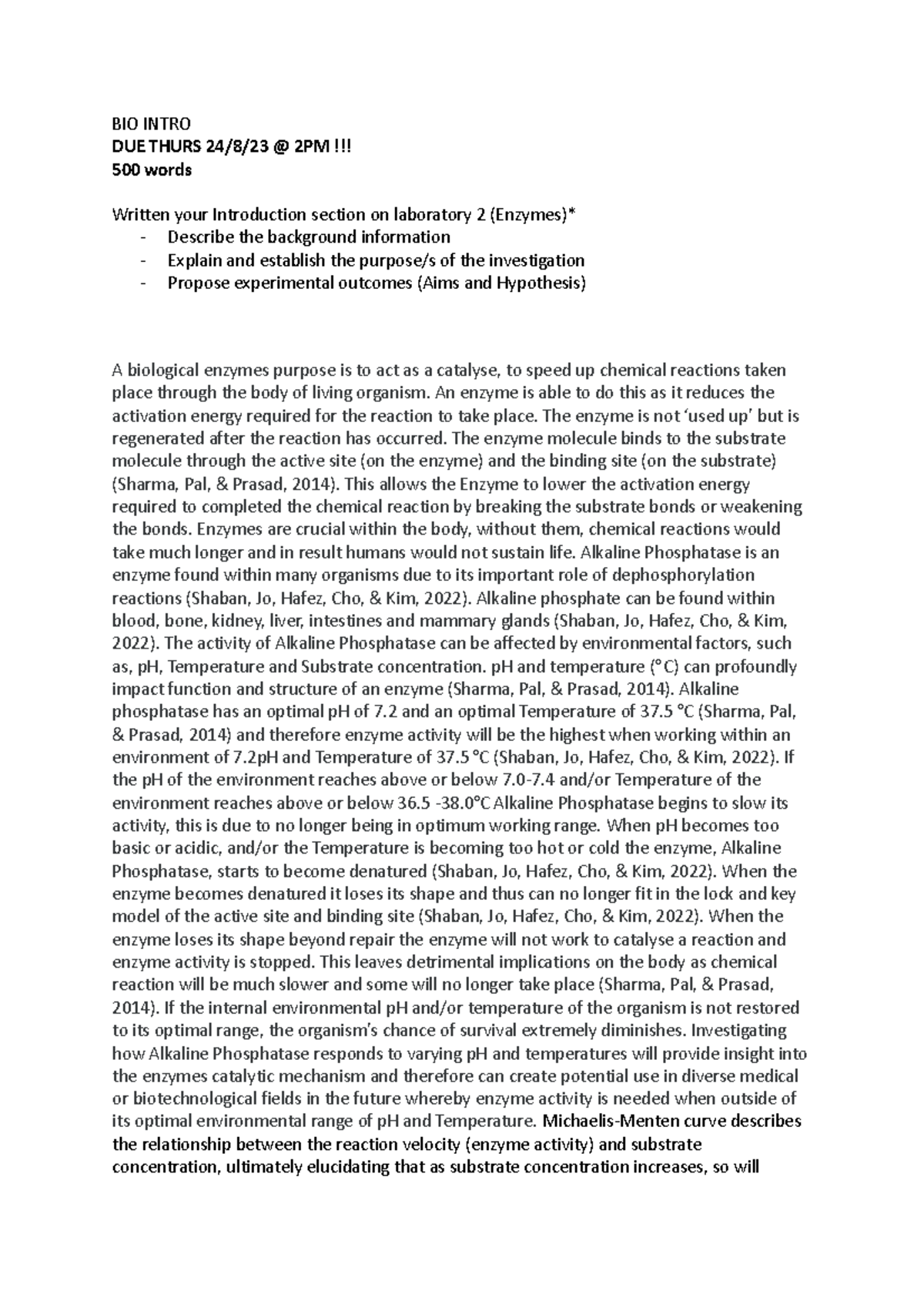 BIO Intro- lab report 1 - BIO INTRO DUE THURS 24/8/23 @ 2PM !!! 500 ...