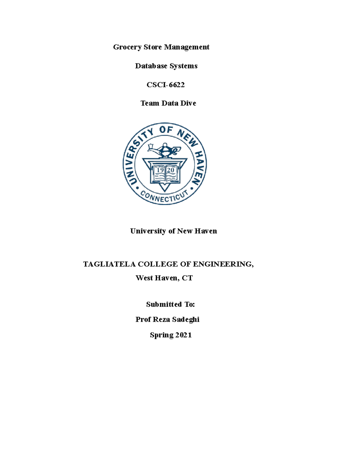 Csci 6622 Final Project Report Team Data Dive Grocery Store Management Database Systems Csci