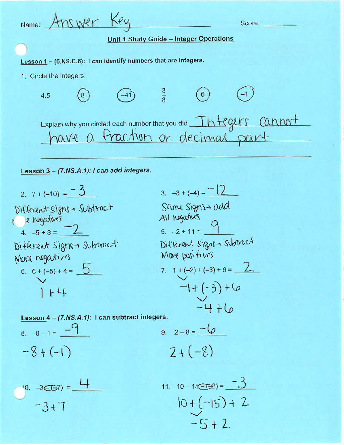 Study Guide Key - dwdfwfwerwe - Name: Answer Key Score: Unit 1 Study ...