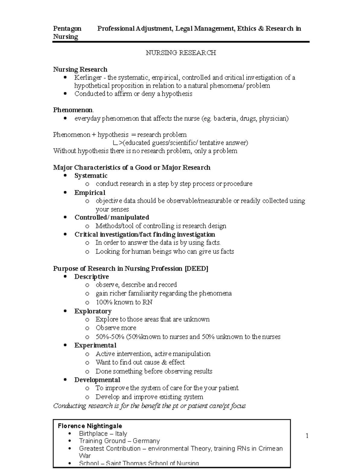 Nursing Research PNLE Reviewer 2023 Infobank - Pentagon Professional ...