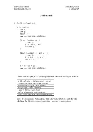 2021 Final EXAM T-501-FMAL - T-501-FMAL Programming language Spring 2021 Final exam, 12 April ...