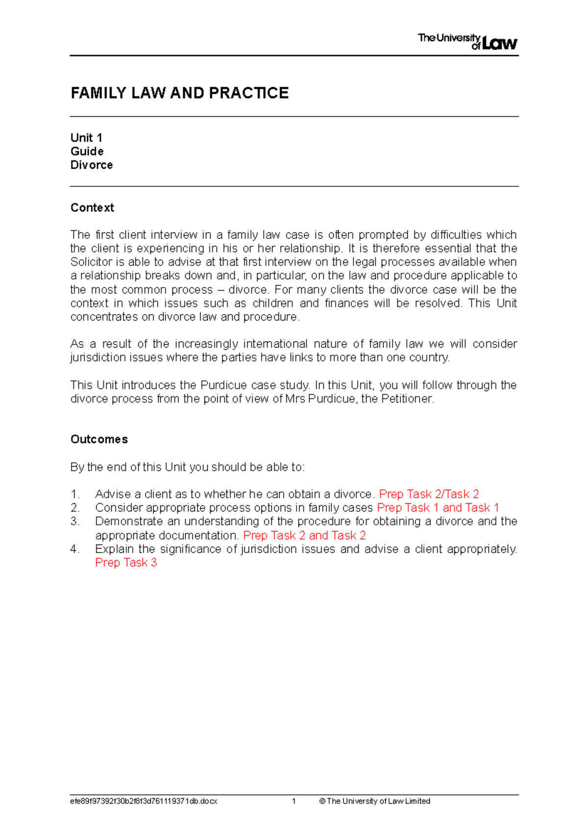 WS Guide - This is workshop one of the family law and practice module ...