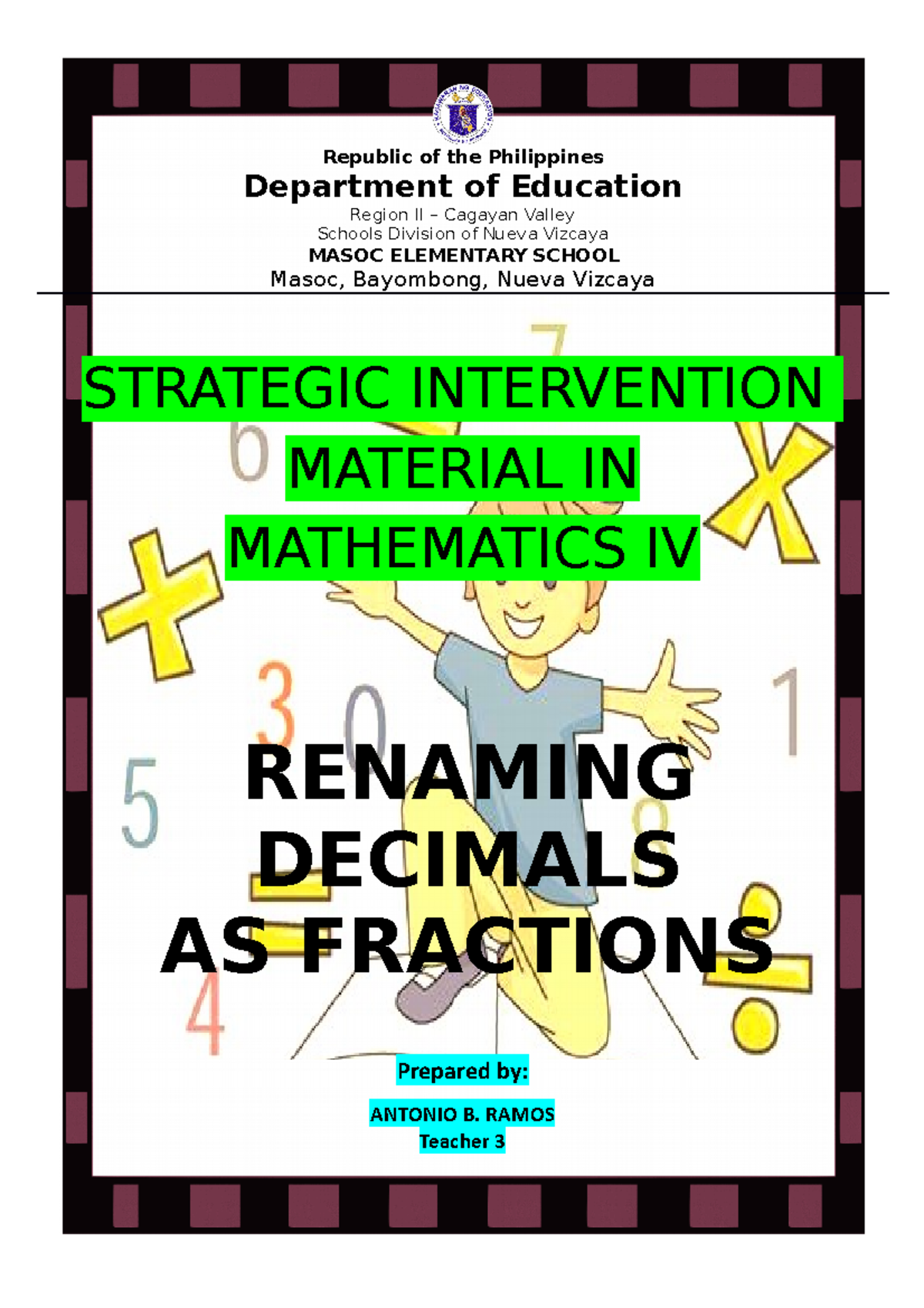 SIM-Math-docx - Practice material for age 8 to 10. To evaluate their numeracy and ability in ...