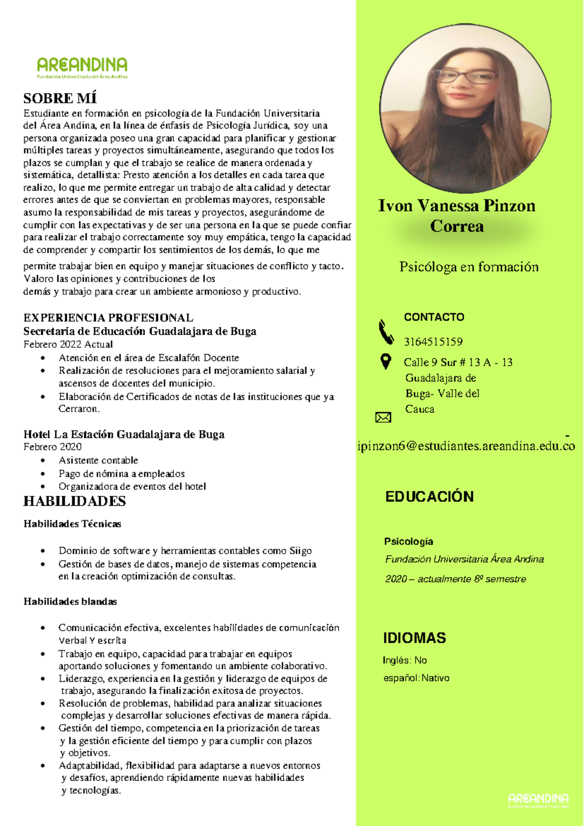 IVON Vanessa Pinzon Correa - SOBRE MÍ Estudiante en formación en ...