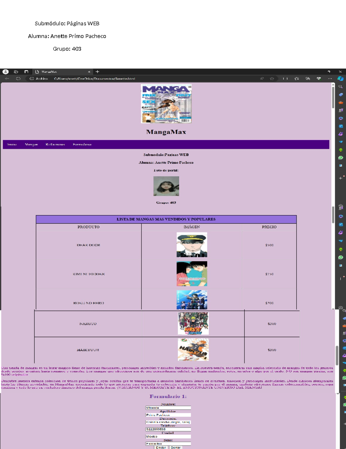 Trabajo de informática - Informática II - b Submódulo: Páginas WEB ...