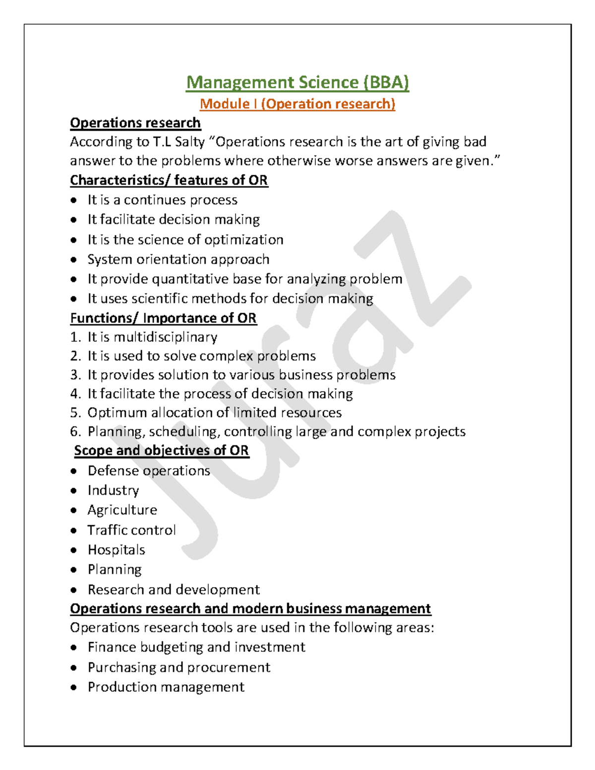 Management Science- BBA-Notes(Theory only) - Management Science (BBA ...